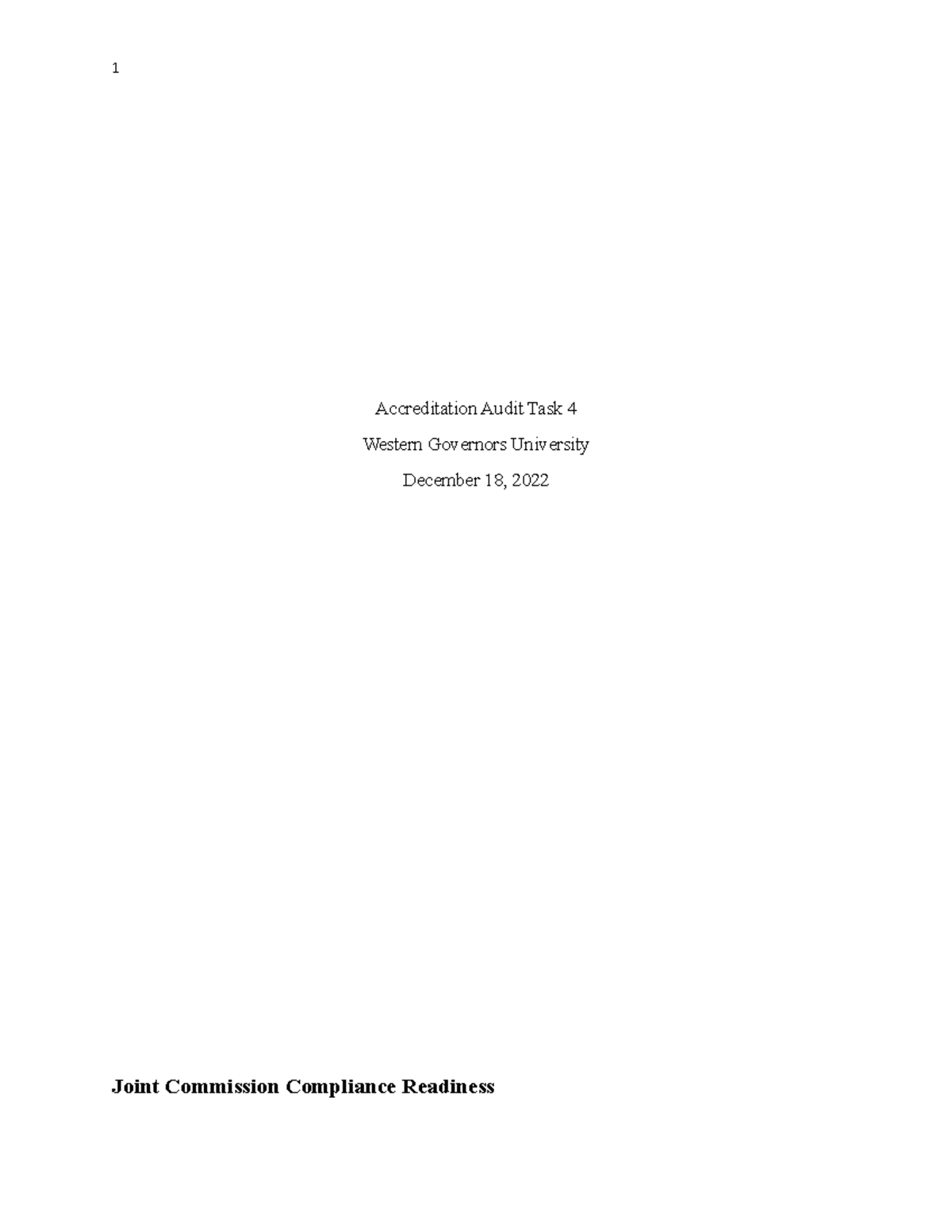 Accreditation Audit task 4 - This report will provide compliance status ...