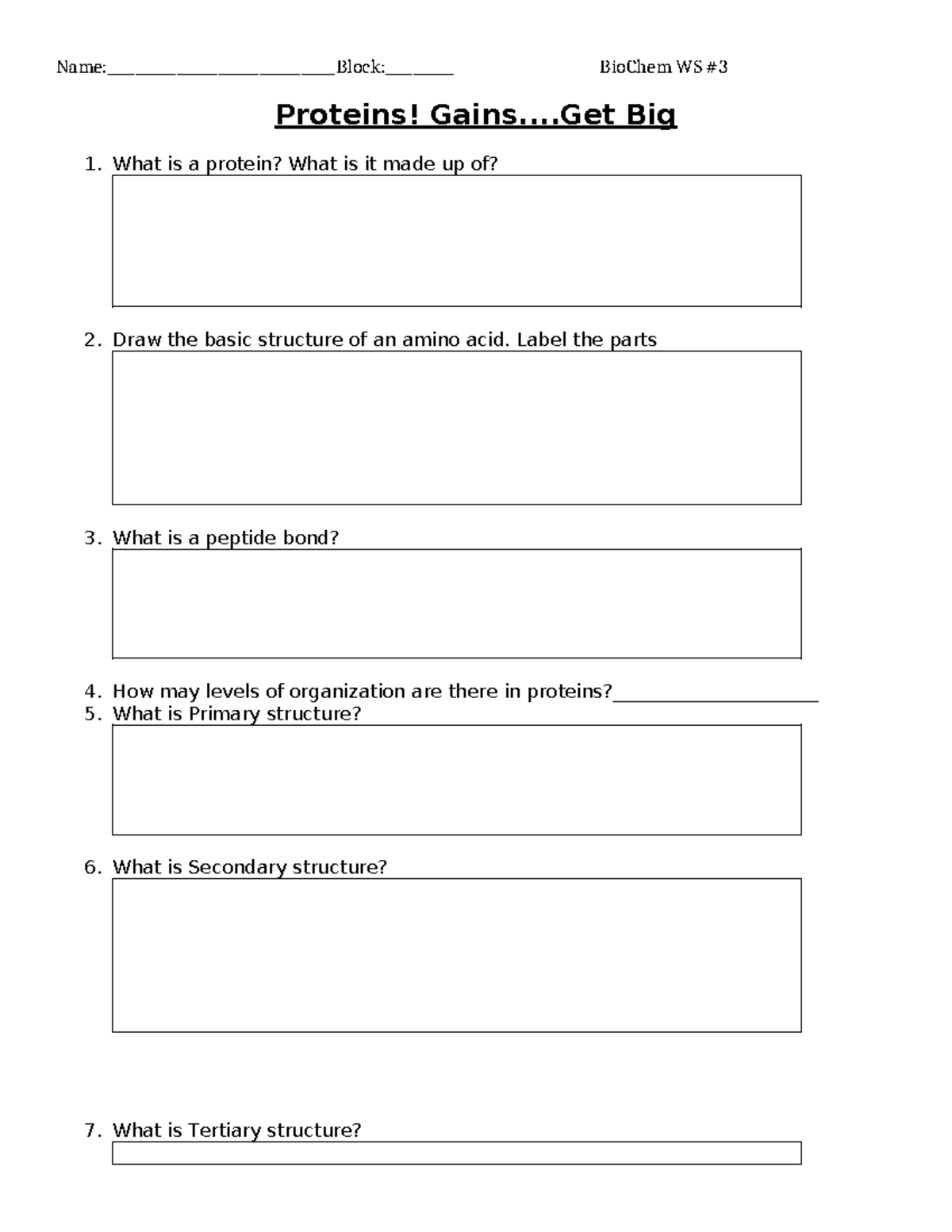 Biochemistry WS #3: Understanding Proteins and Structures - Studocu
