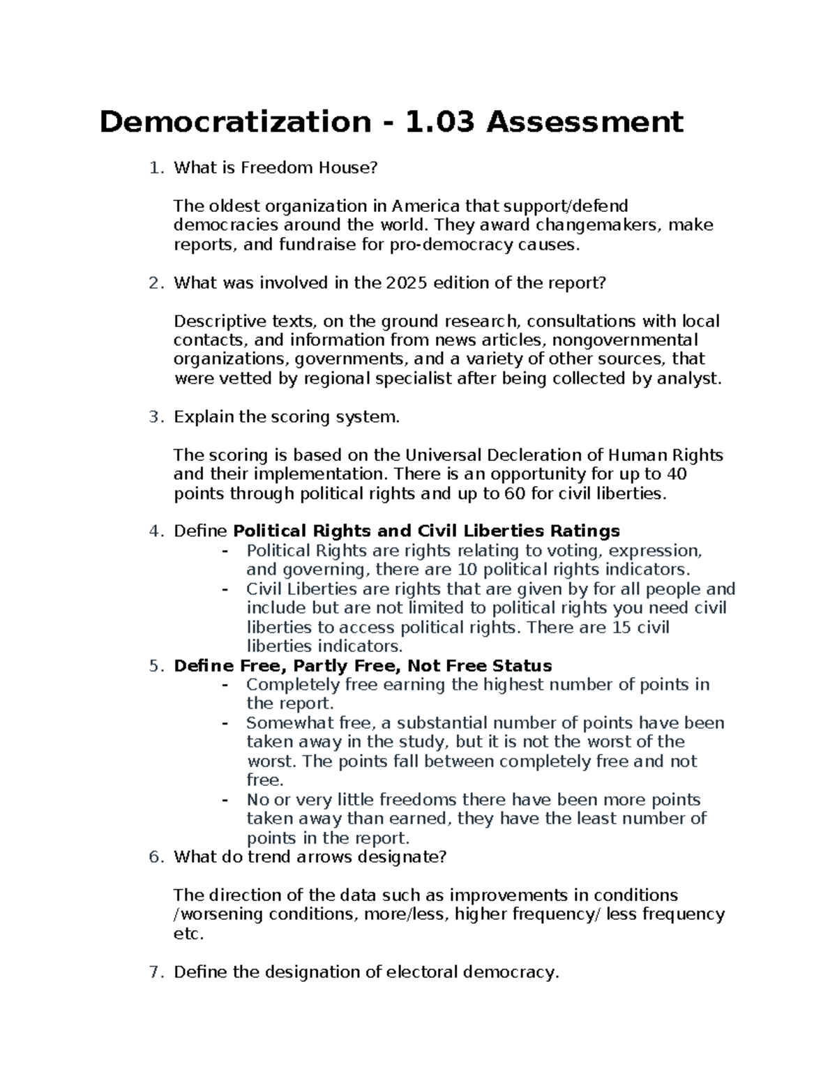 Democratization 1.03 Assessment: Understanding Freedom House Reports ...
