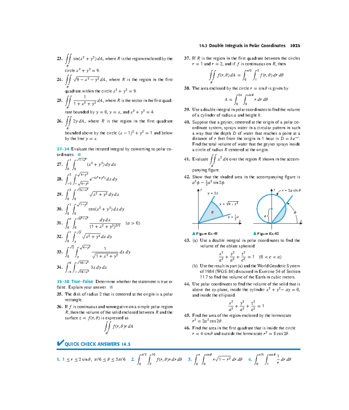 Calculus Anton: Double Integrals in Polar Coordinates (Ch 14.3) - Studocu
