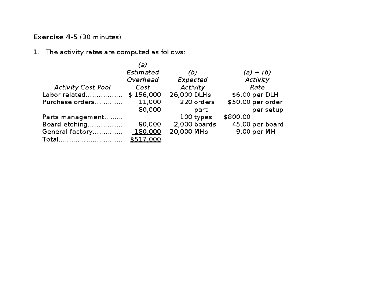 CB2101 Exercise & HW solutions Ch4 - Exercise 4-5 (30 minutes) The ...