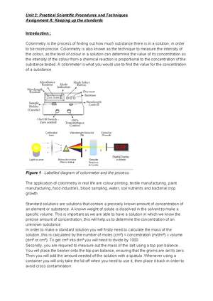 BTEC Level 3 Applied Science Unit 2- Practical Scientific Procedures ...