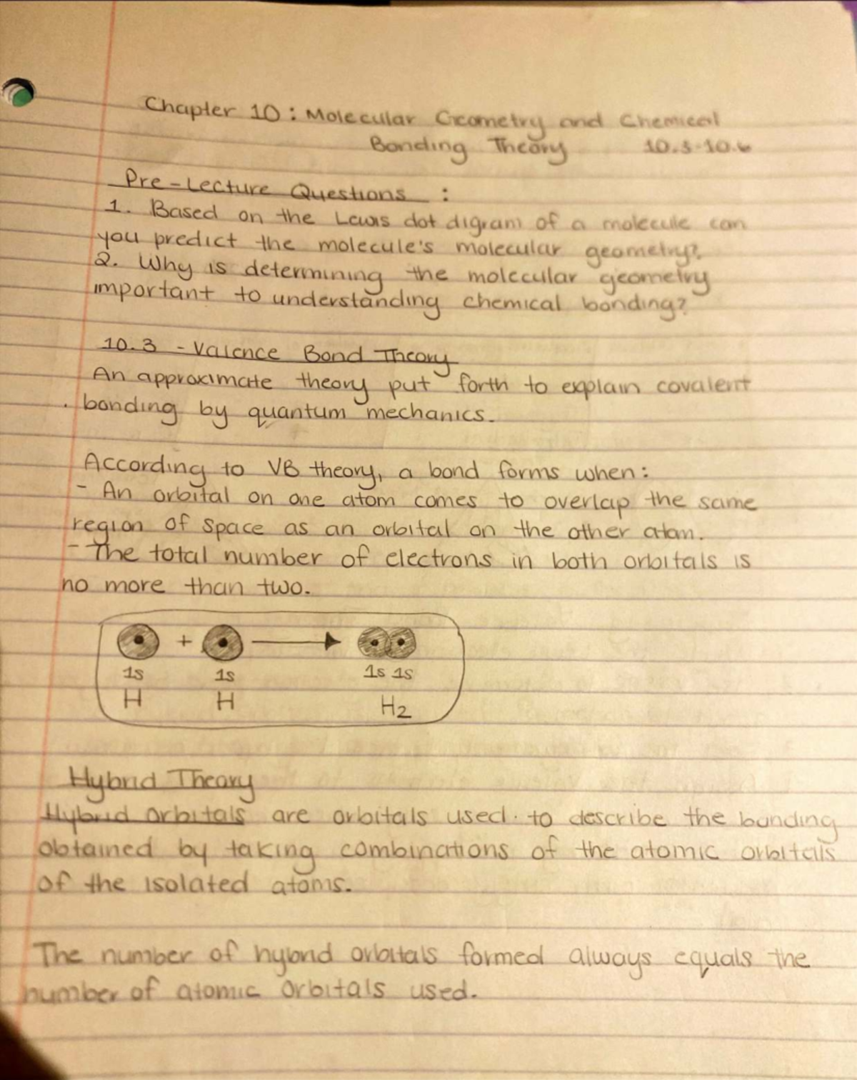 Chapter 10 Notes Part 2: Molecular Orbitals and Chemical Bonds - Studocu