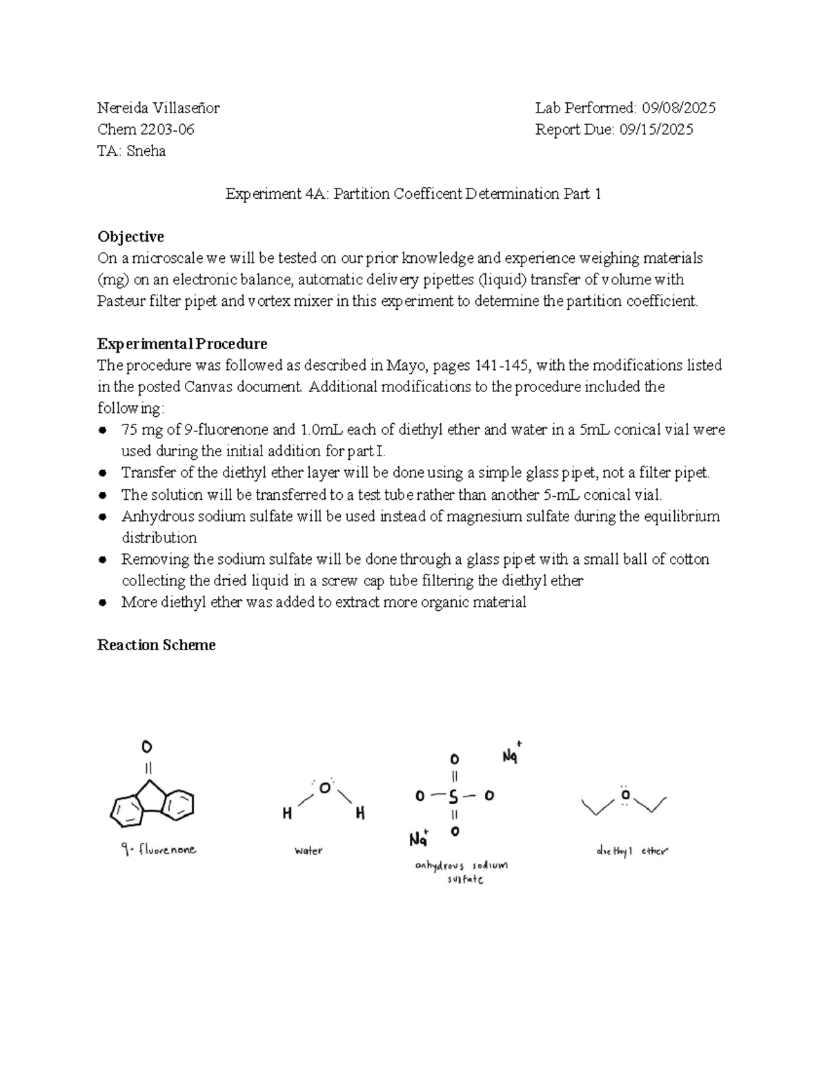 Chem 101: Lab Report on Experiment 4A - Partition Coefficient ...
