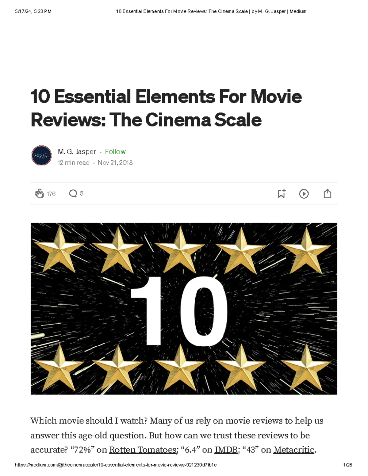 10 Key Components for Crafting Movie Reviews with the Cinema Scale ...