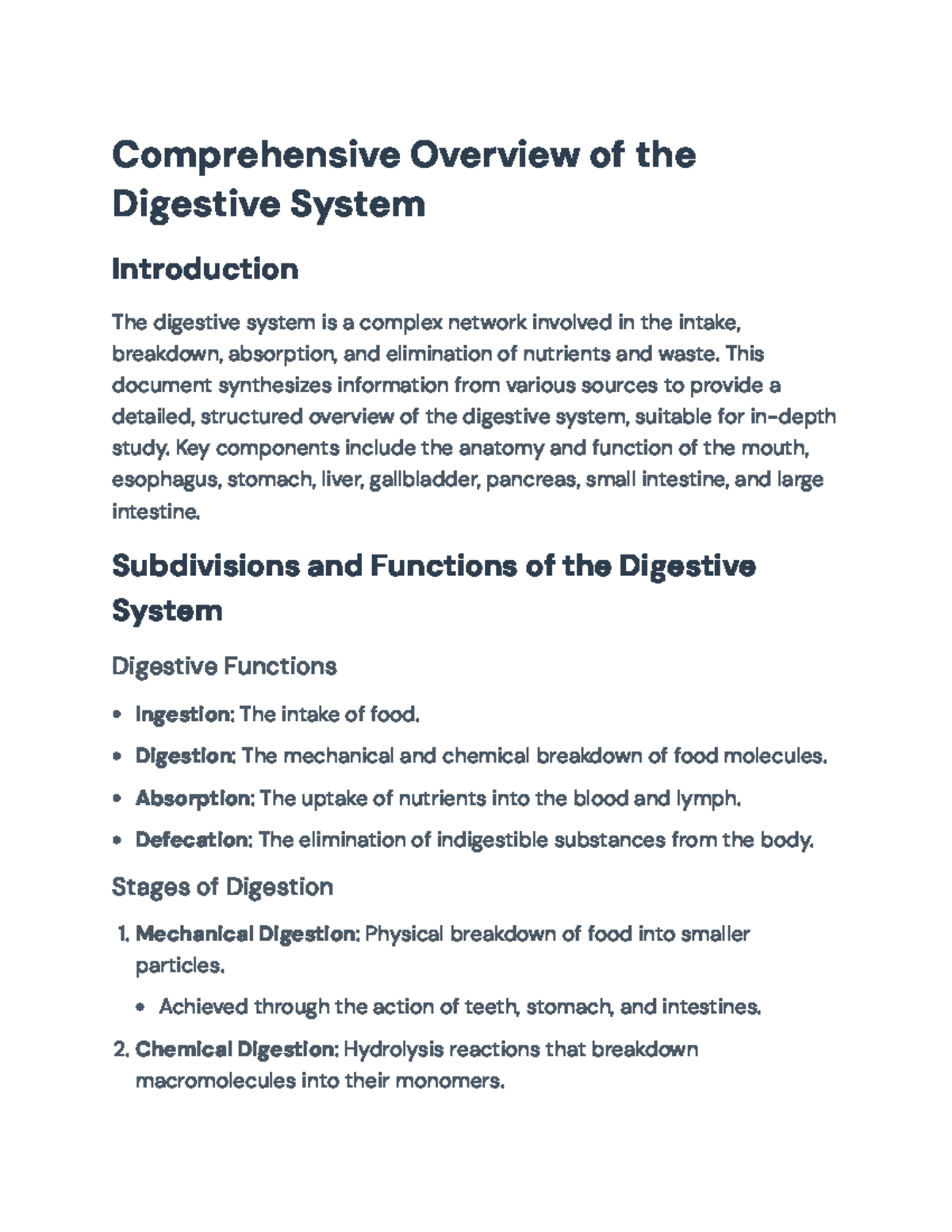 Digestive System Overview: Key Functions and Anatomy Explained - Studocu