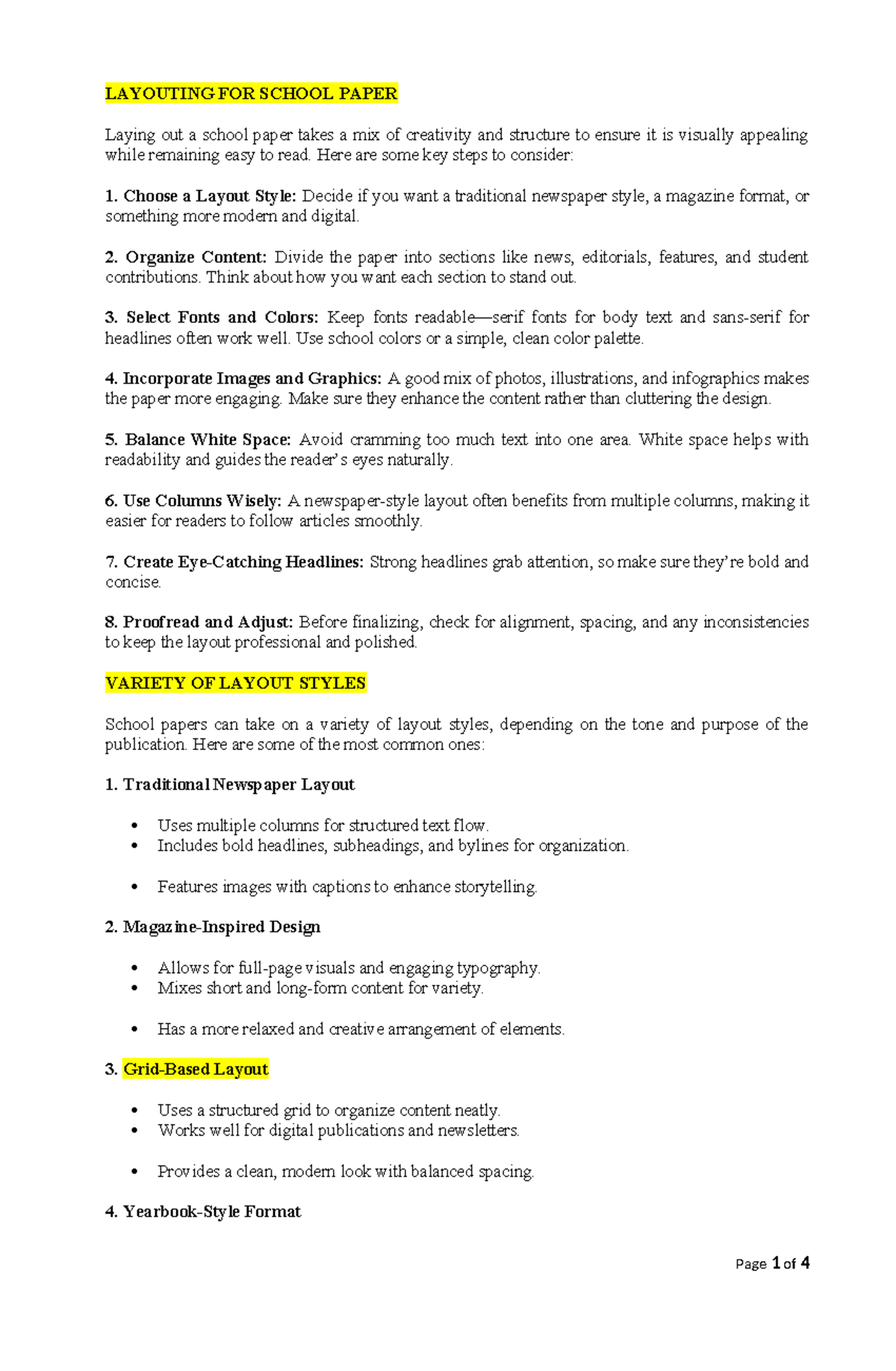 Layouting Techniques for School Papers: A Comprehensive Guide - Studocu