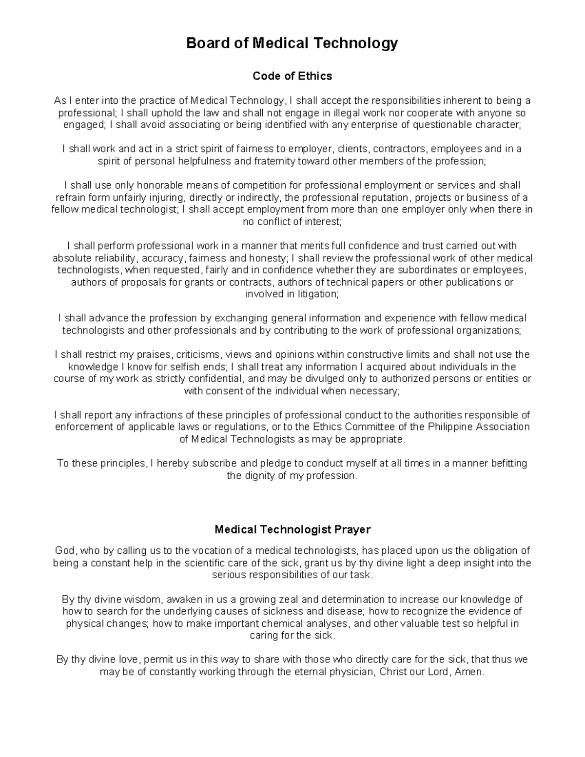 Medtech CE: Ethical Practices and Prayer for Professionals - Studocu