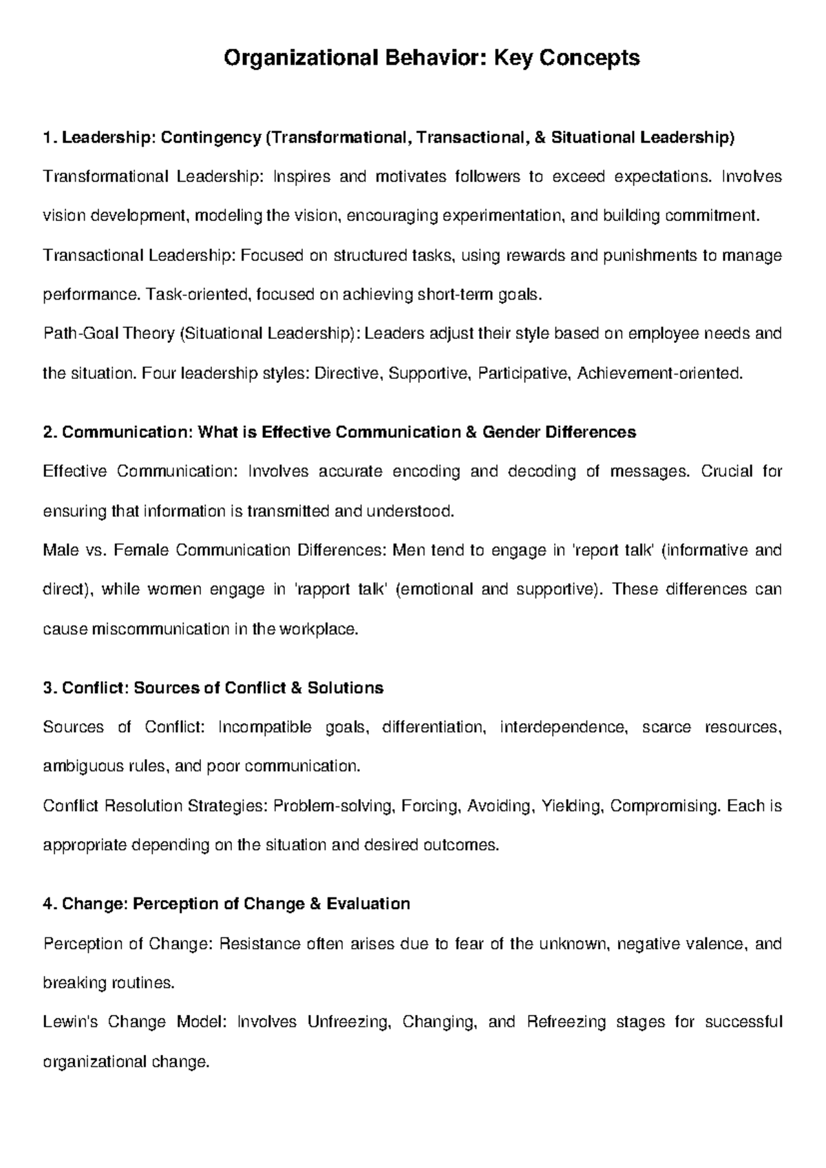 Organizational Behavior: Key Concepts & Leadership Styles Overview ...