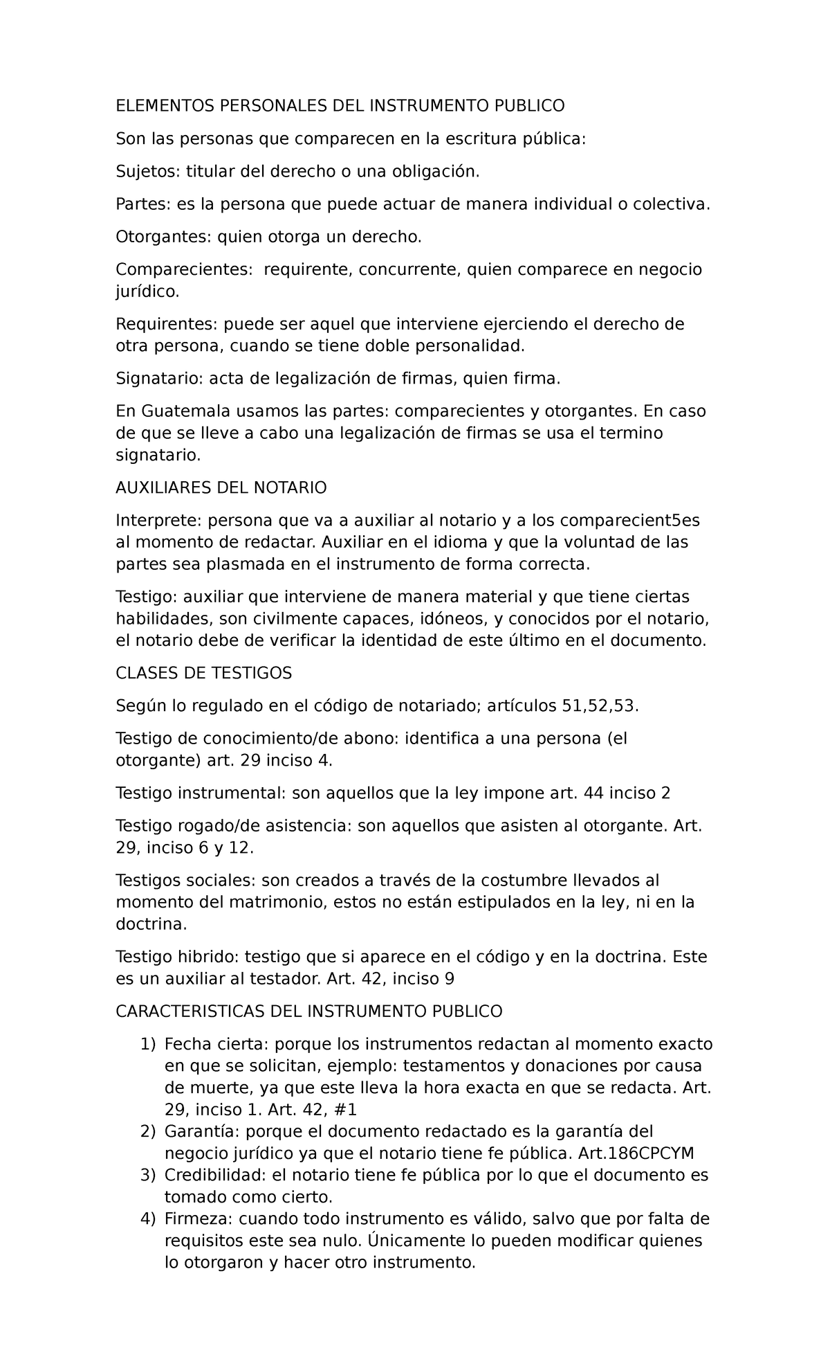 Derecho Notarial: Elementos y Estructura del Instrumento Público - Studocu