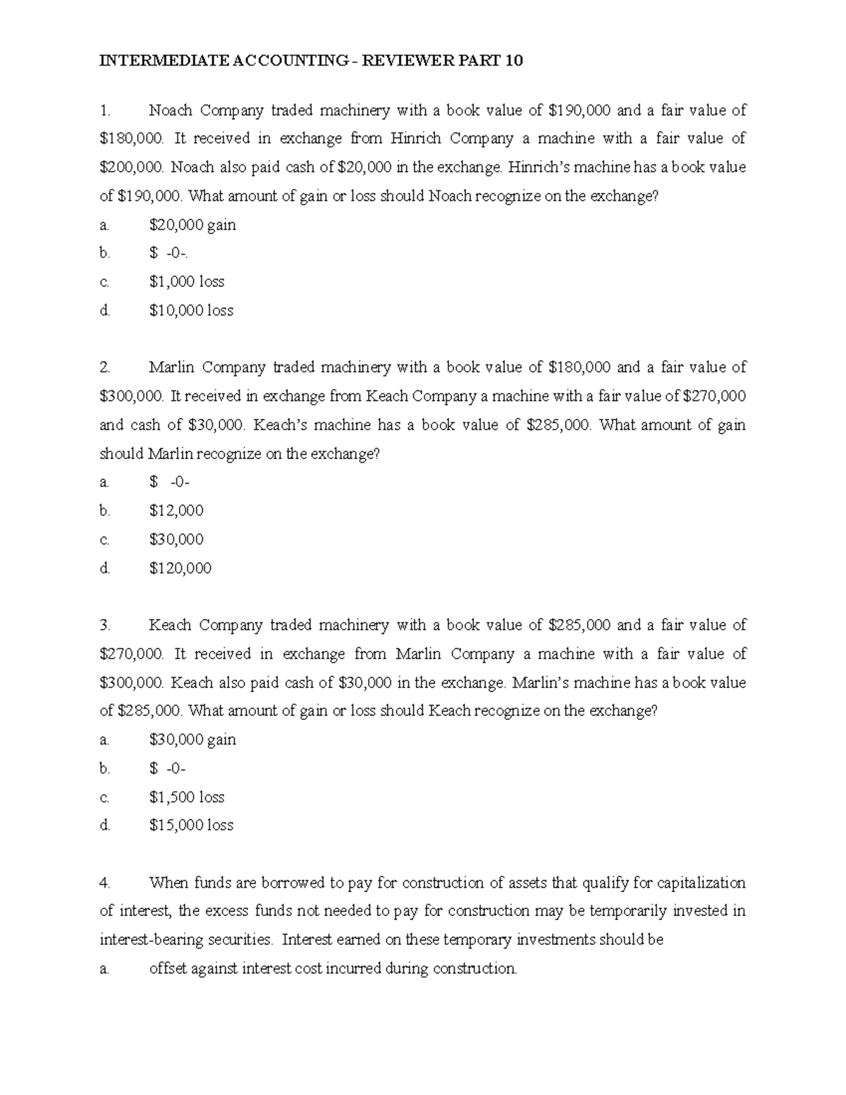 Intermediate Accounting - Reviewer for Chapter 10 Concepts - Studocu