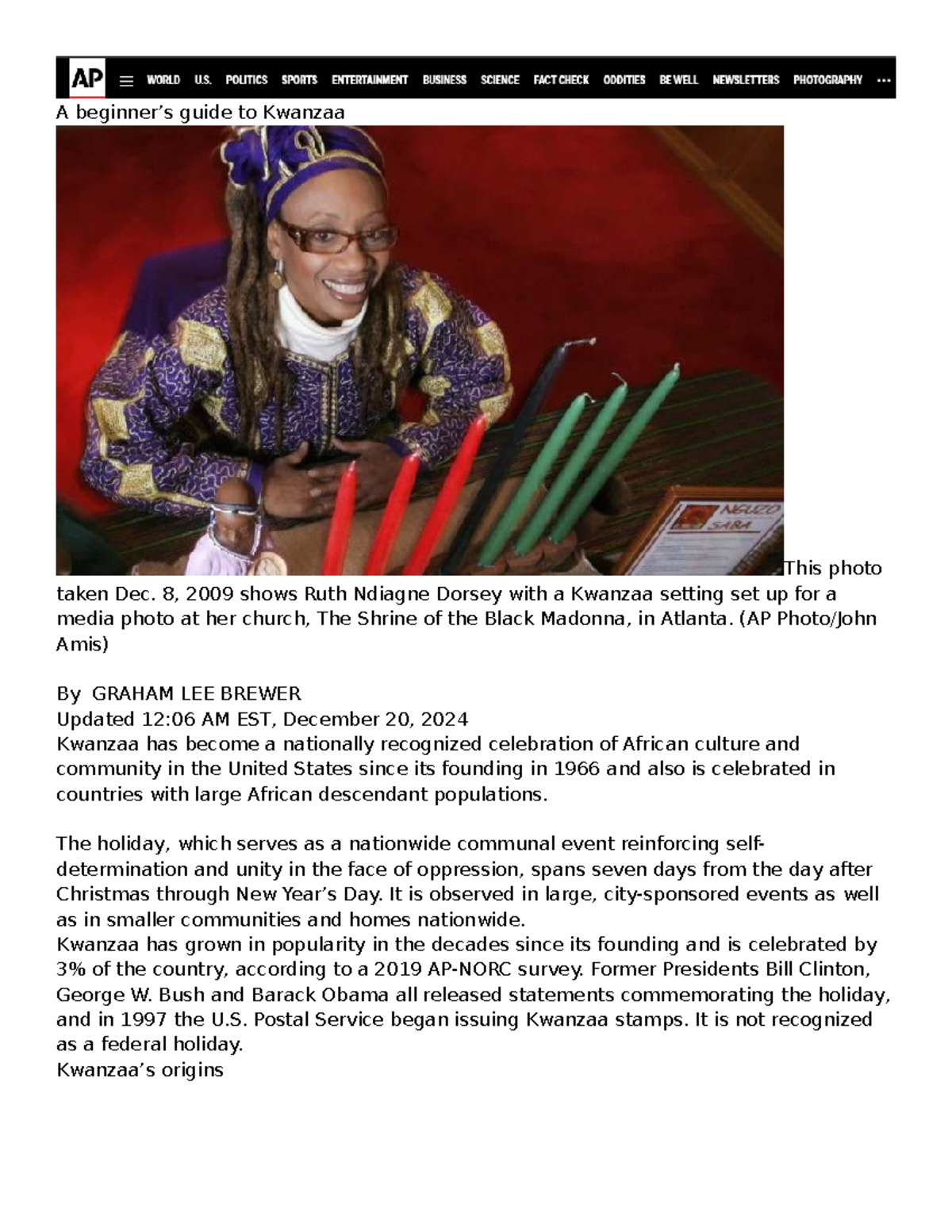 Kwanzaa: A Cultural Celebration and Its Significance - Studocu