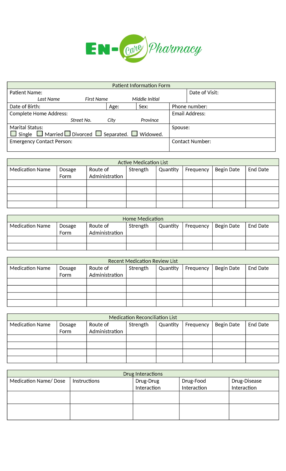 Patient Medication Form: Comprehensive Patient Info & Med List - Studocu