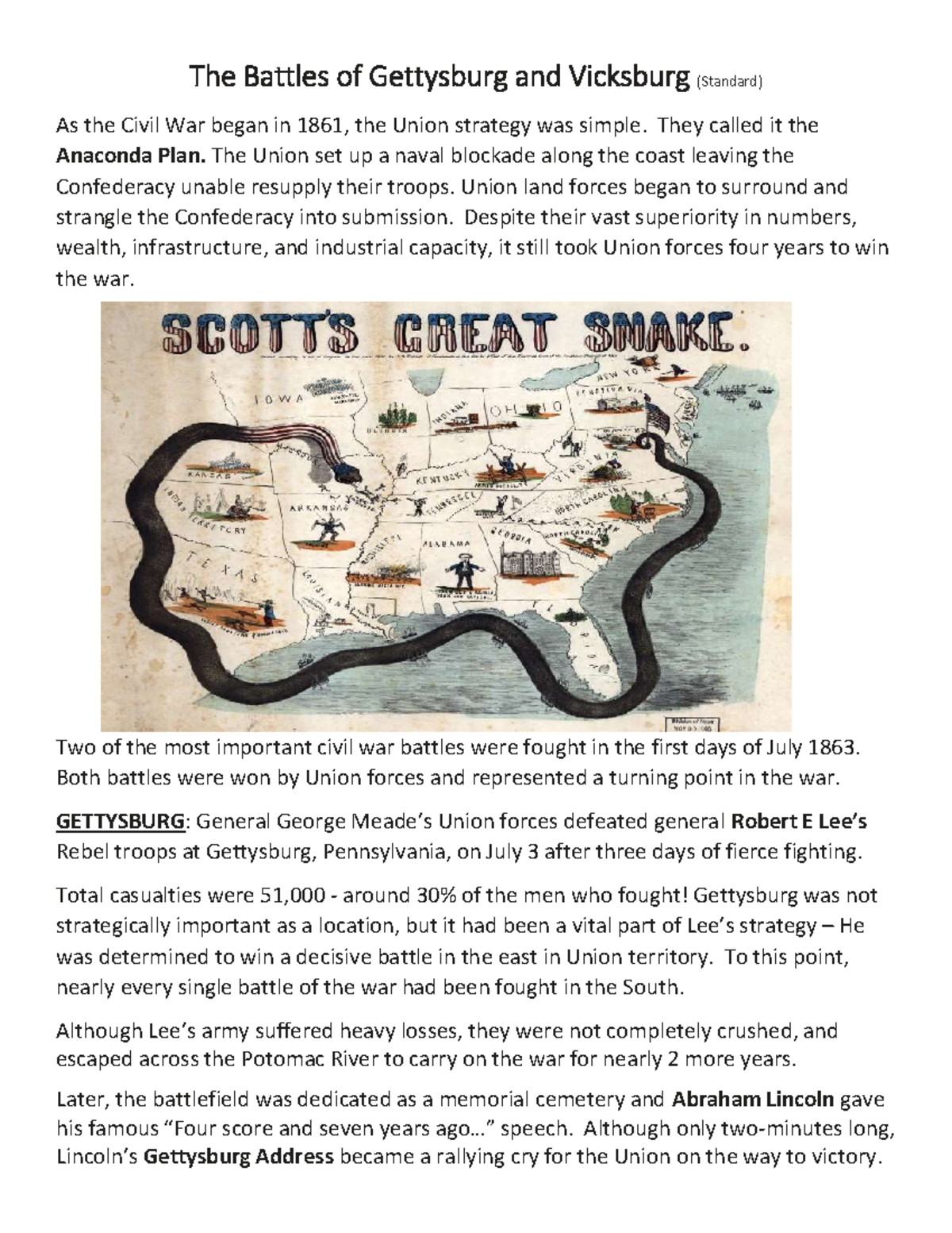 A.2.1 Standard: Key Insights on Gettysburg and Vicksburg Battles - Studocu
