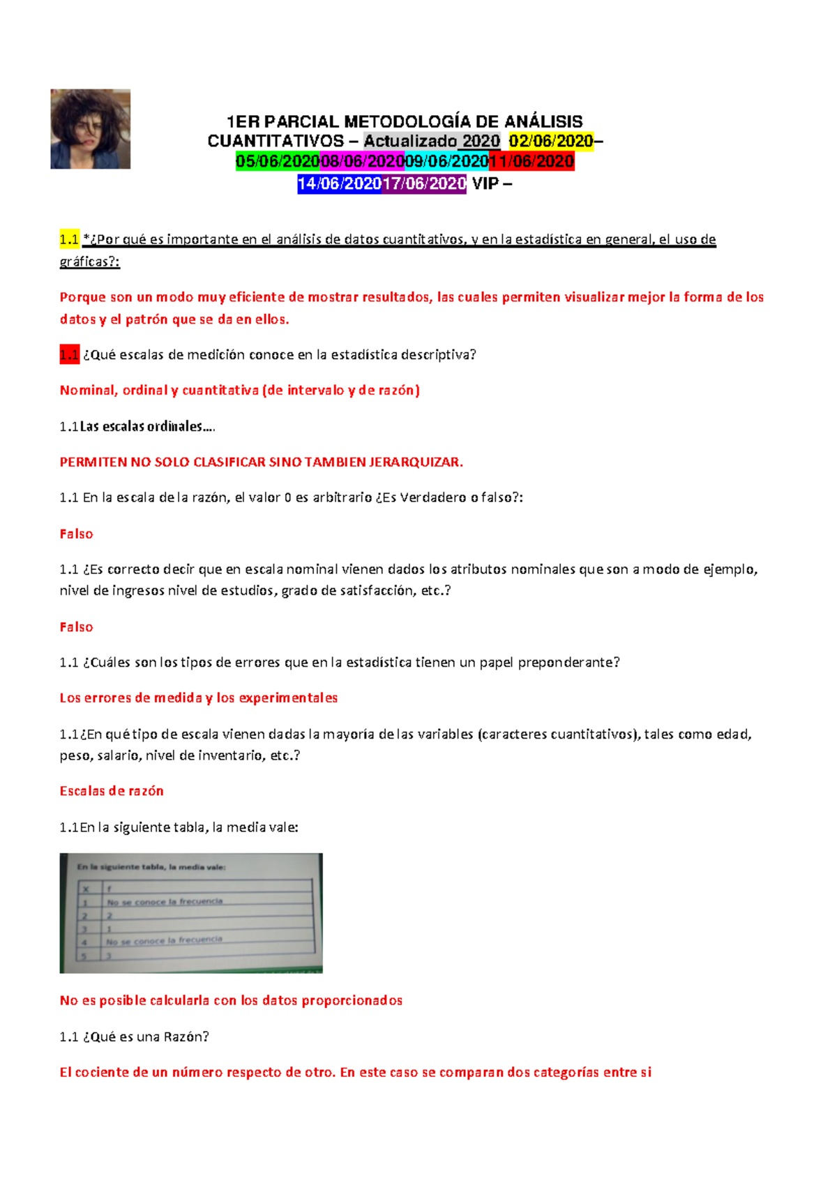 Preguntas y Respuestas del 1ER PARCIAL de METODOLOGÍA DE ANÁLISIS CUANTITATIVOS - Studocu