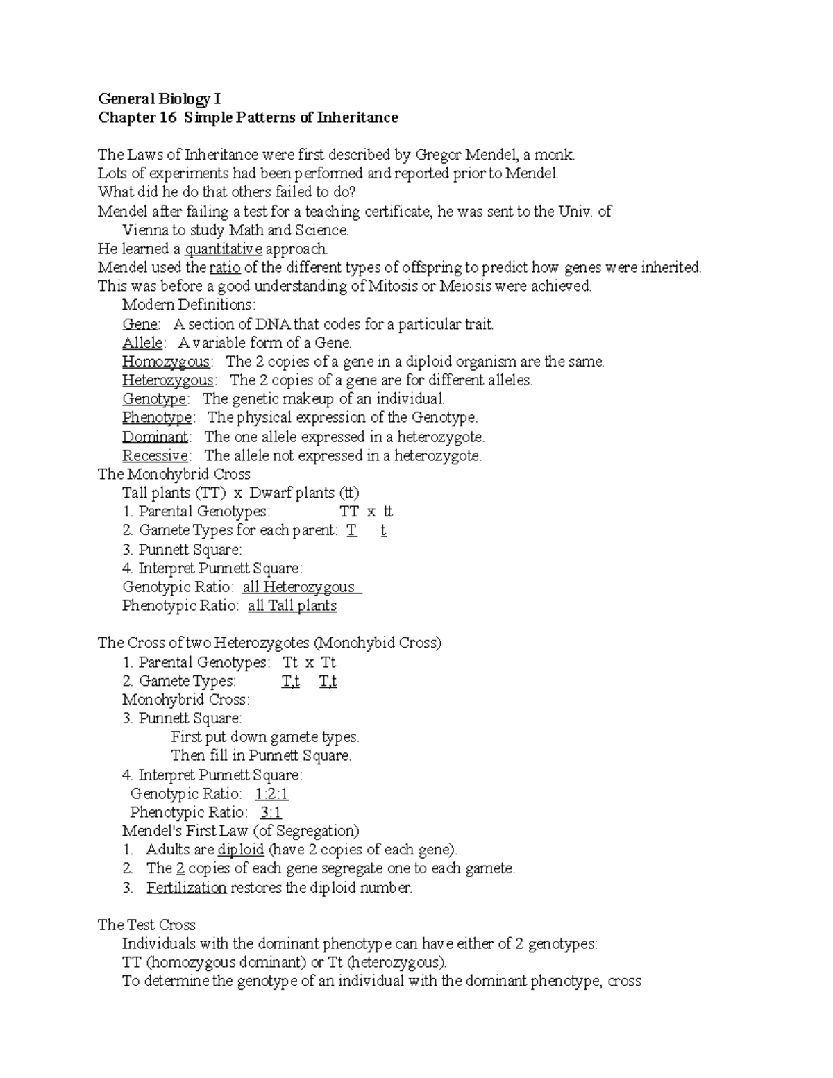 Chapter 16 Inheritance Patterns Explained: Key Concepts & Ratios - Studocu