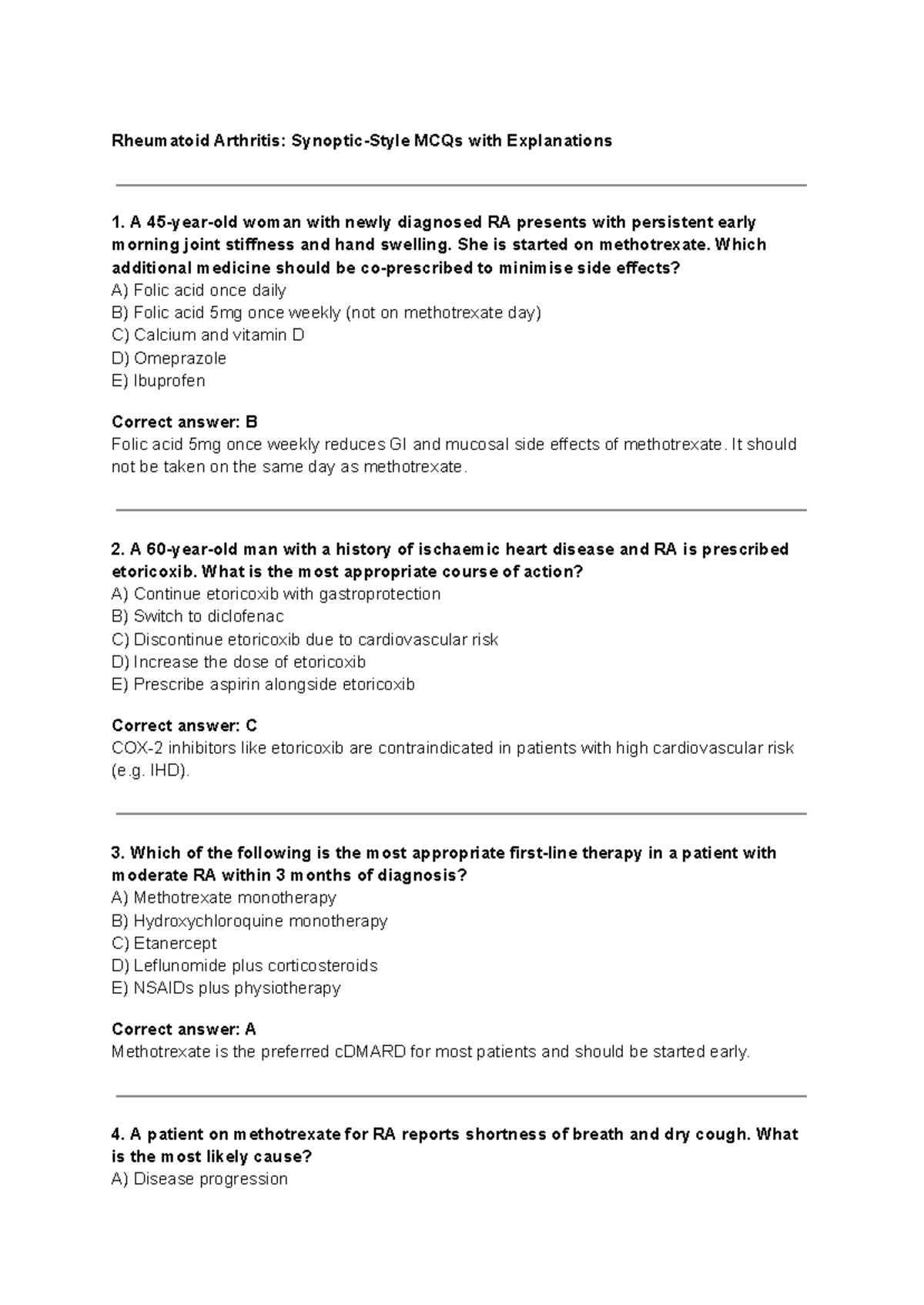 RA Sample Questions: MCQs with Explanations for Exam Prep - Studocu