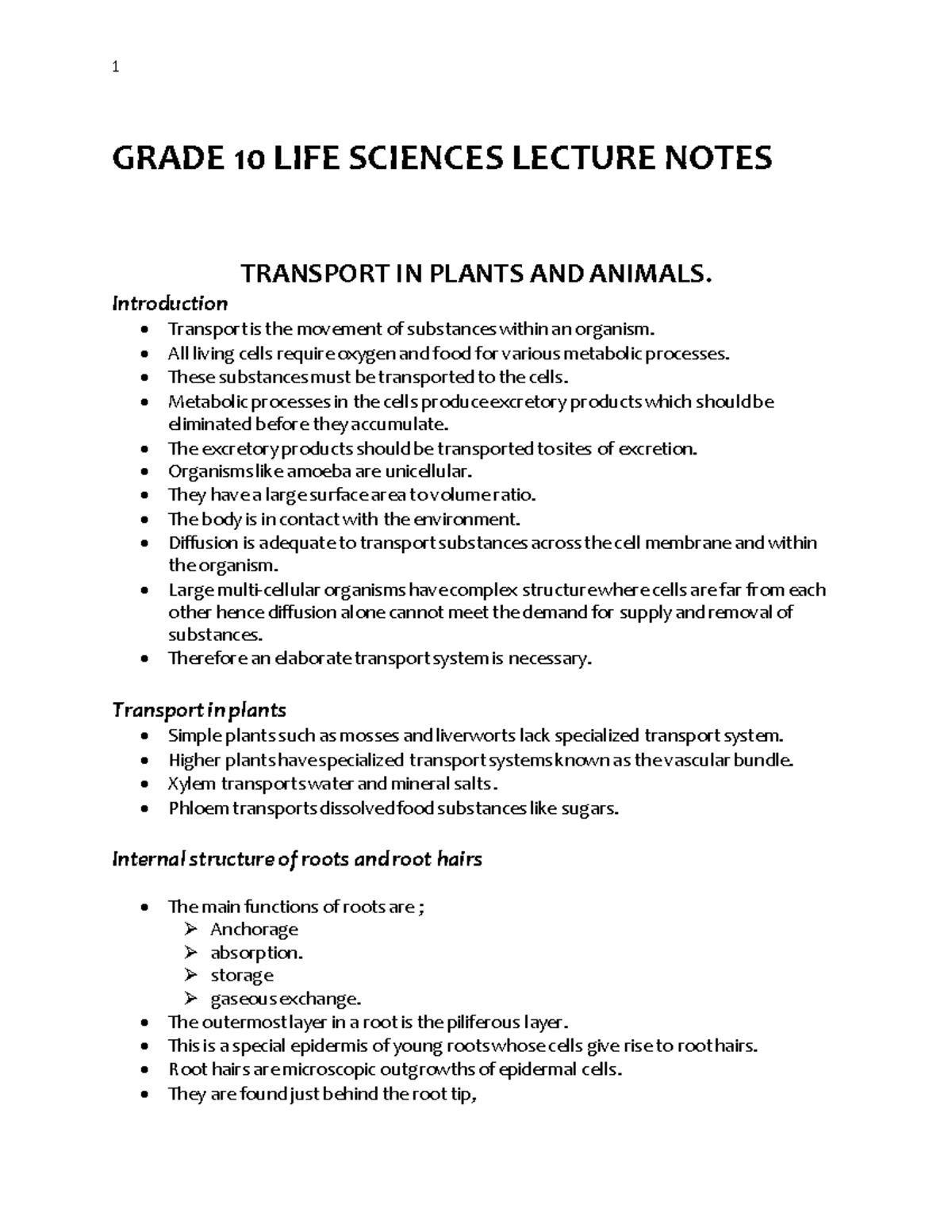 LIFE Sciences Grade 10 Lecture Notes - Studocu