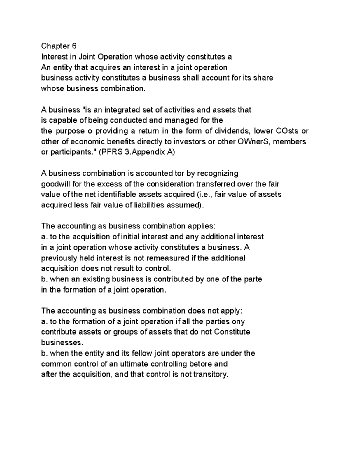 Chapter 6 - Interest in Joint Operations and Business Combinations ...