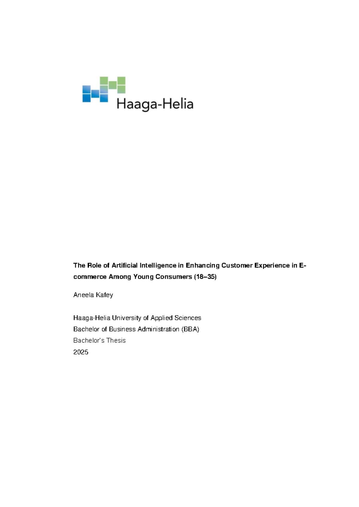 BBA Thesis 2025: AI's Impact on Customer Experience in Ecommerce - Studocu