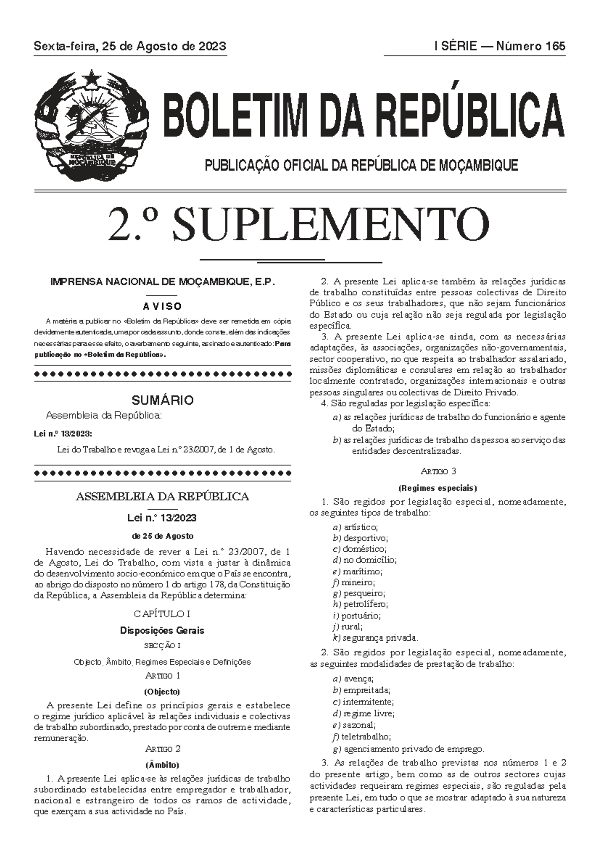 LEI DO TRABALHO 2023: Análise das Relações Laborais e Normas Jurídicas ...
