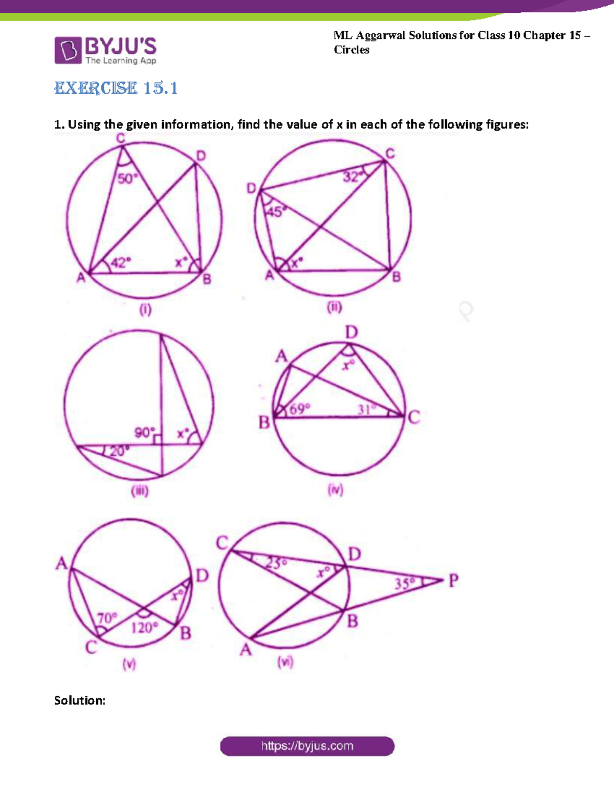ML Aggarwal Solutions for Class 10 Maths Chapter 15: Circles - Studocu