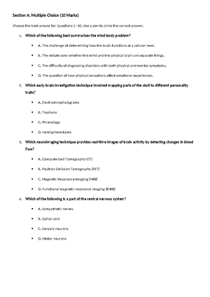 Psychology - Grade: 11 - Queensland Certificate of Education - Studocu