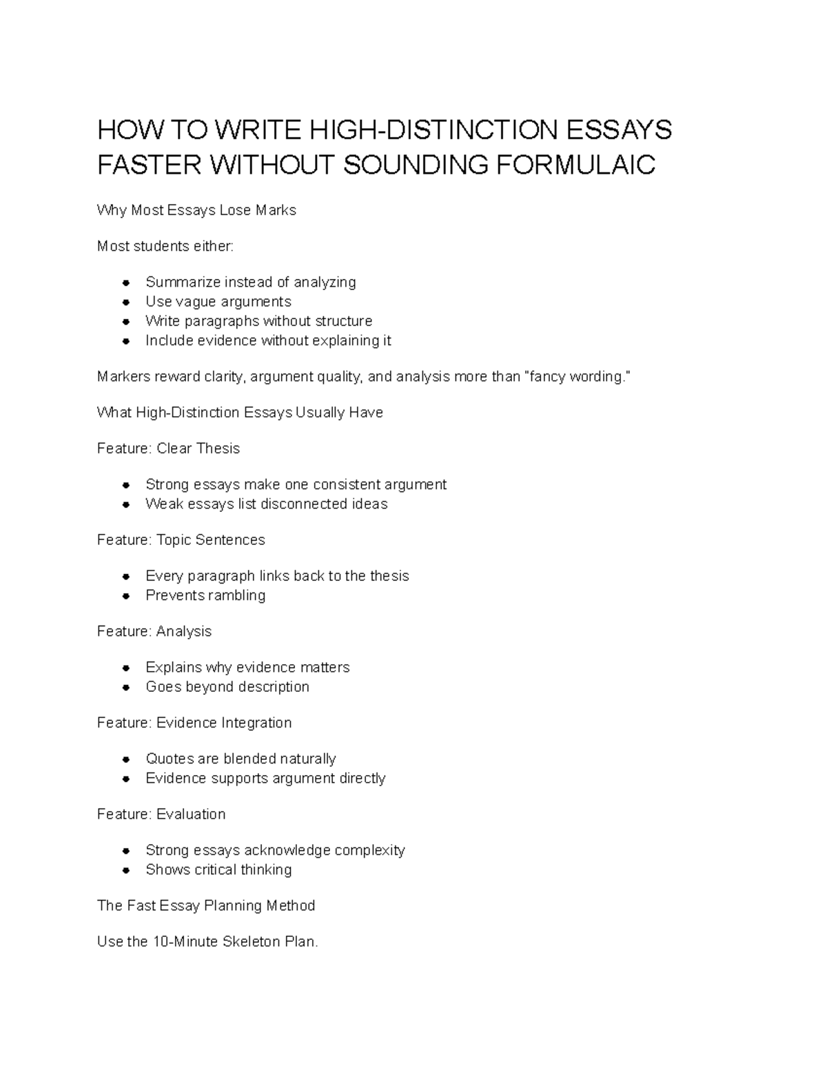 HOW TO Write HIGH-Distinction Essays Faster: Tips & Tricks - Studocu