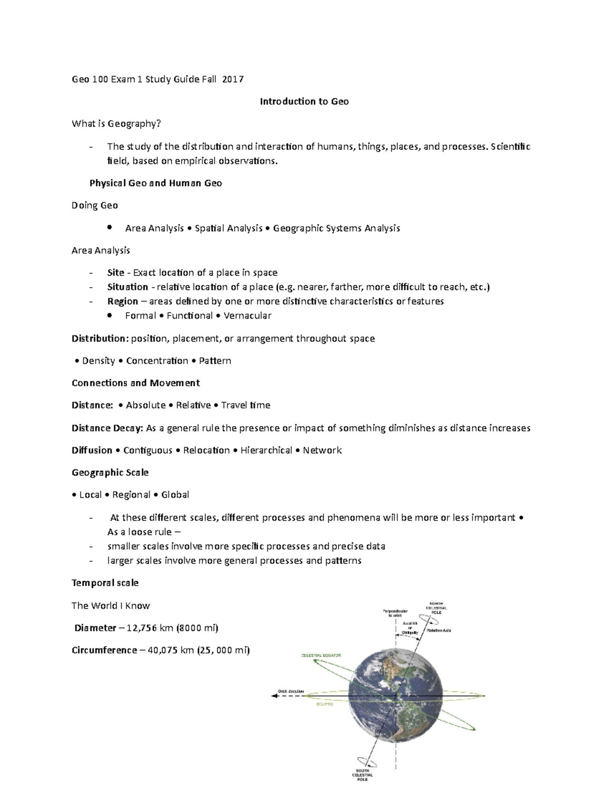Geo 100 Exam 1 Study Guide: Intro to Geography Concepts and Processes ...