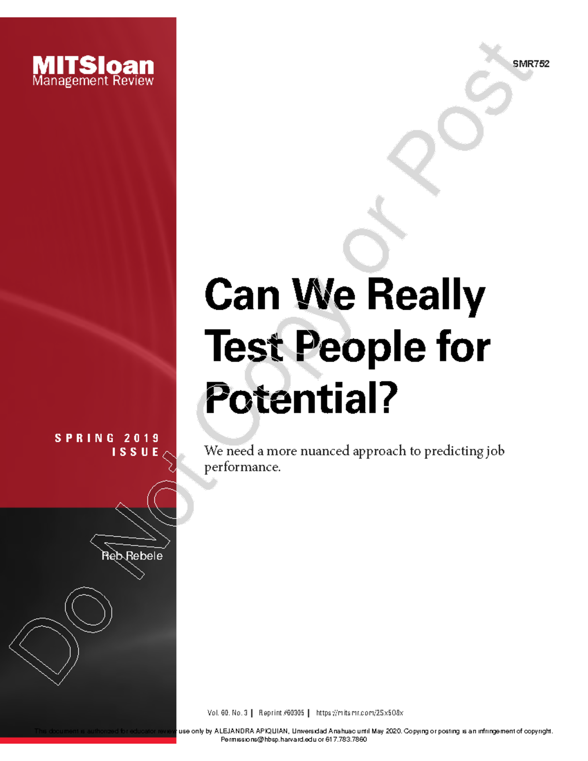 SMR752: Can We Really Test People for Potential? A Nuanced Approach ...