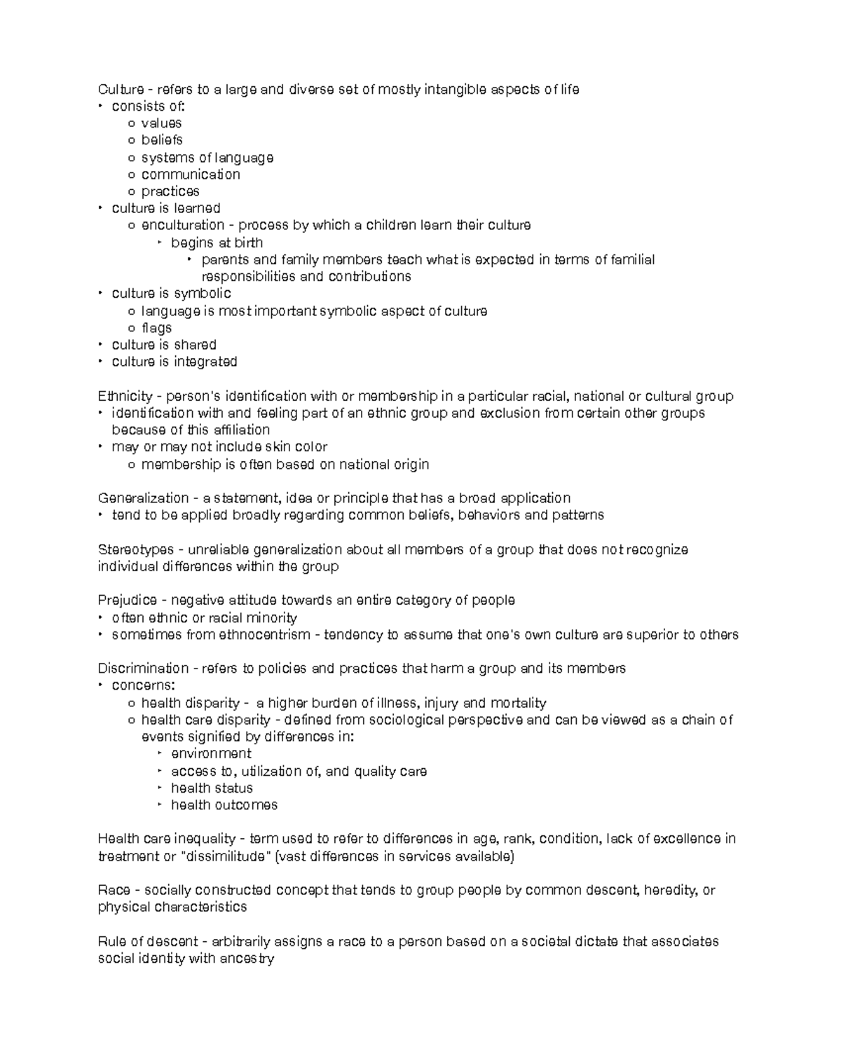 Unit 9 & 10: Understanding Ethnicity and Culture Concepts - Studocu