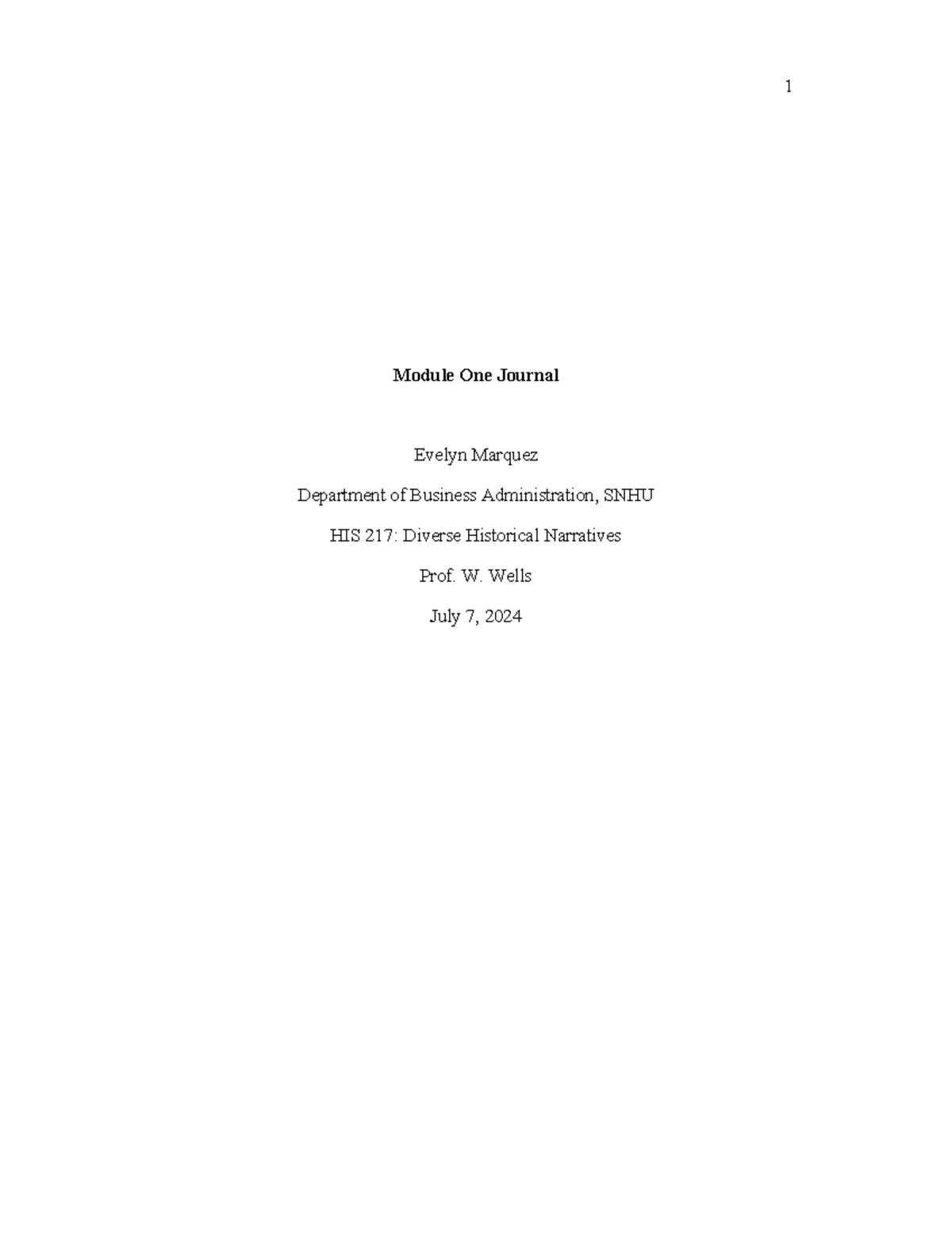 HIS 217 - Module 1 Reflection Journal on Diverse Histories - Studocu