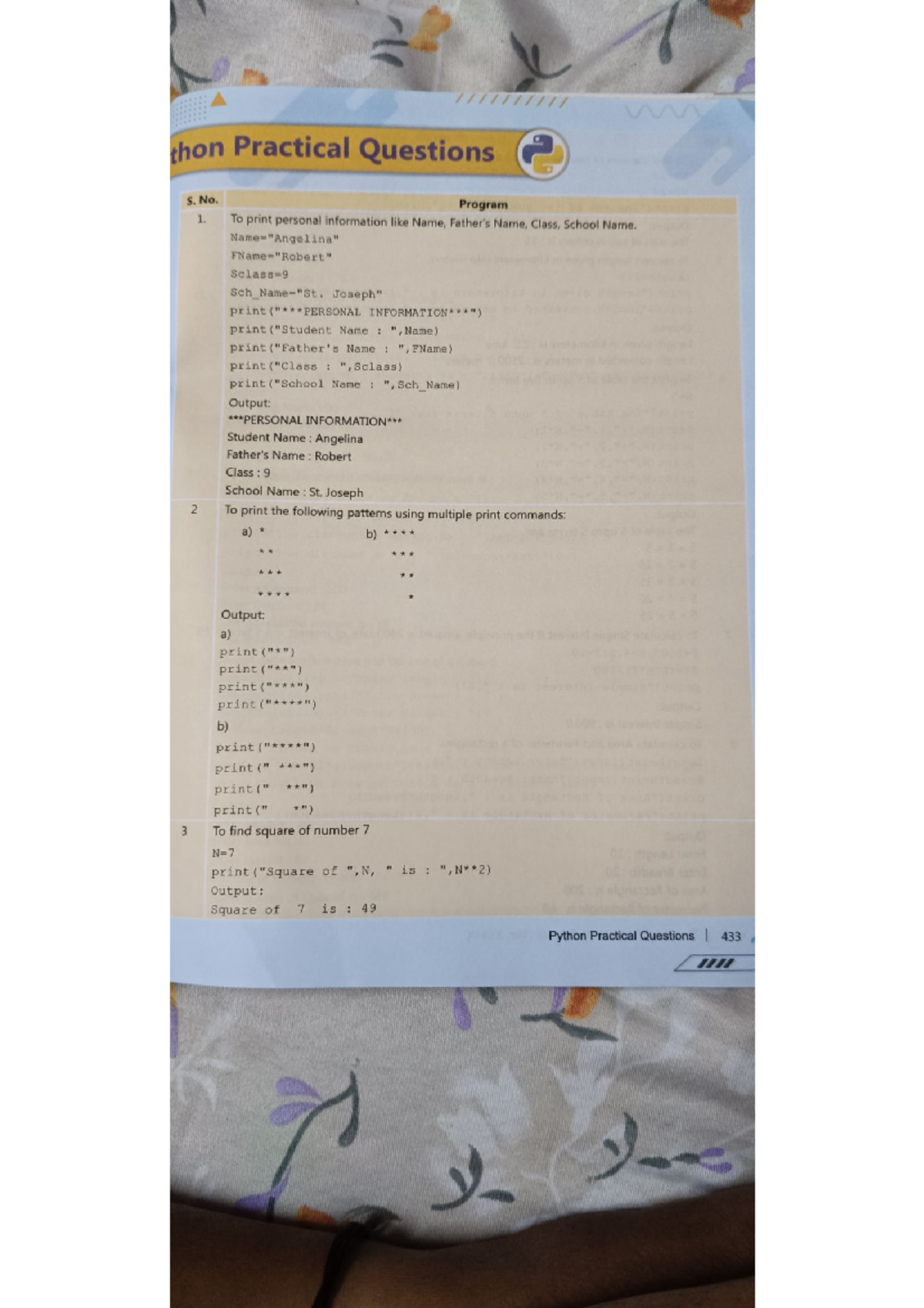 Python Practical Programming Tasks for Class 9 - Practical File - Studocu