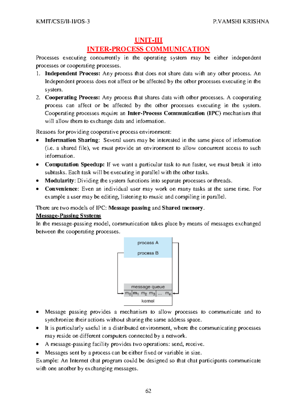OS Unit-3 Process Synchronization: Inter-Process Communication & IPC Models - Studocu
