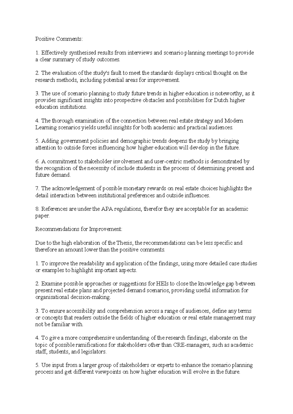 Review of Paper: Positive & Improvement Comments on Research Findings ...
