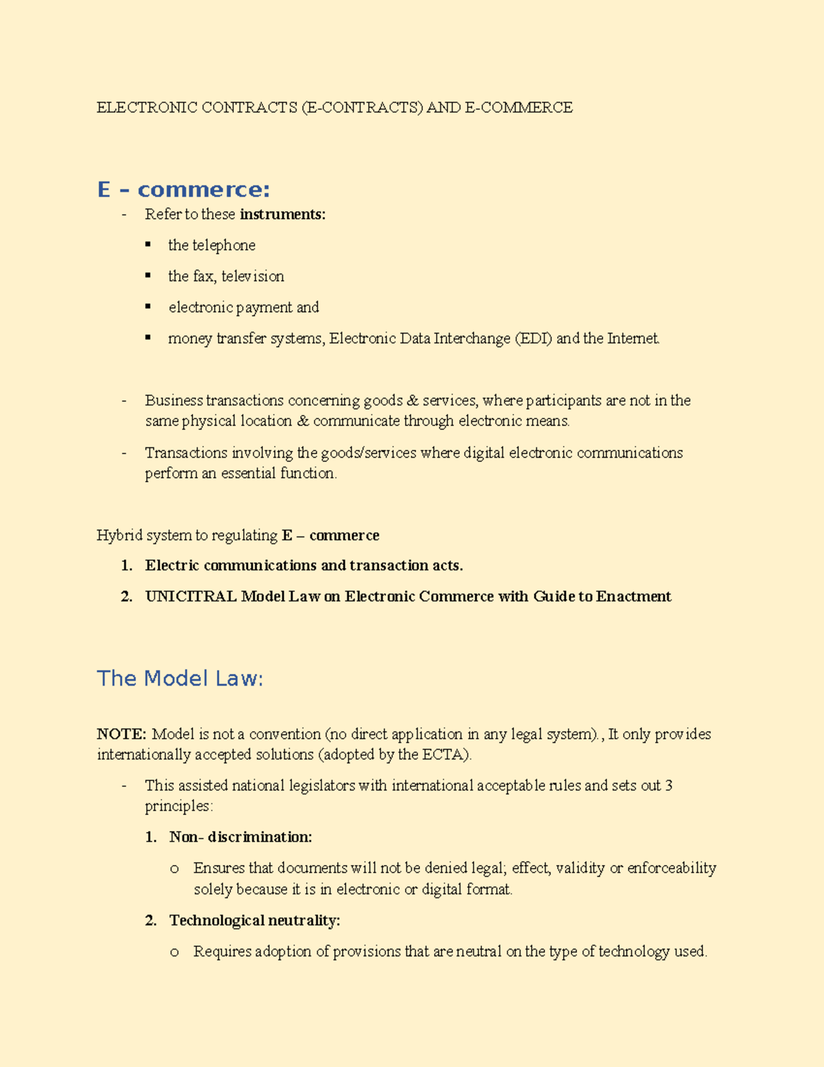 ELECTRONIC CONTRACTS & E-COMMERCE: Key Concepts & Legal Frameworks ...