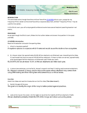 CSIWildlife Worksheet 1 - Ecology Revised December 2018 Click & Learn ...