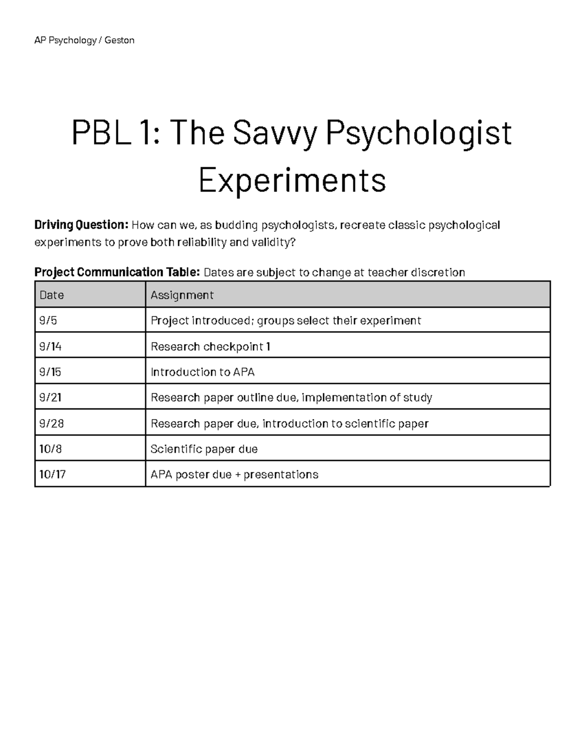 AP Psych PBL 1: Cocktail Party Effect Experiment Outline & Agreement ...
