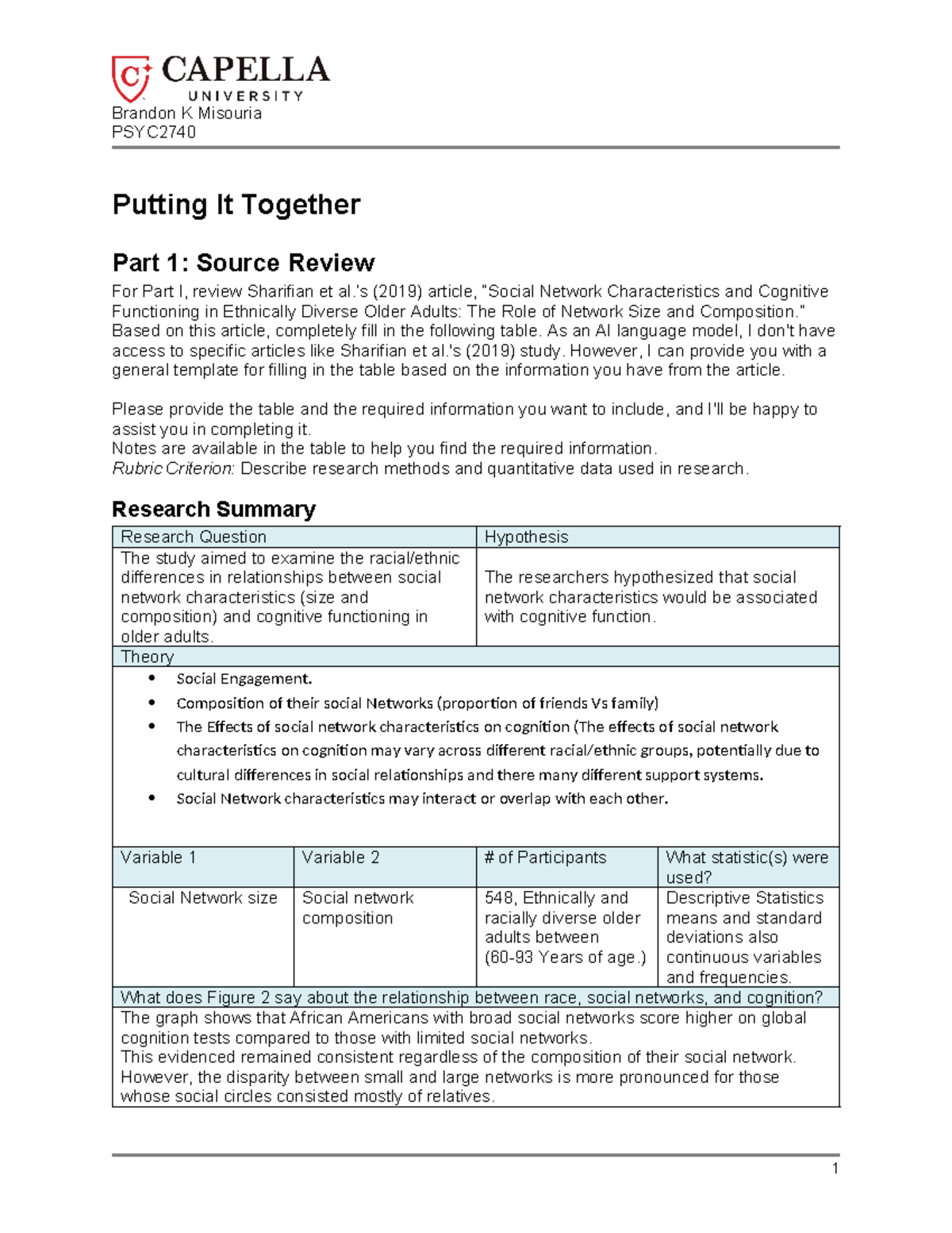 Cf PSYC2740 putting it together worksheet - PSYC Putting It Together ...