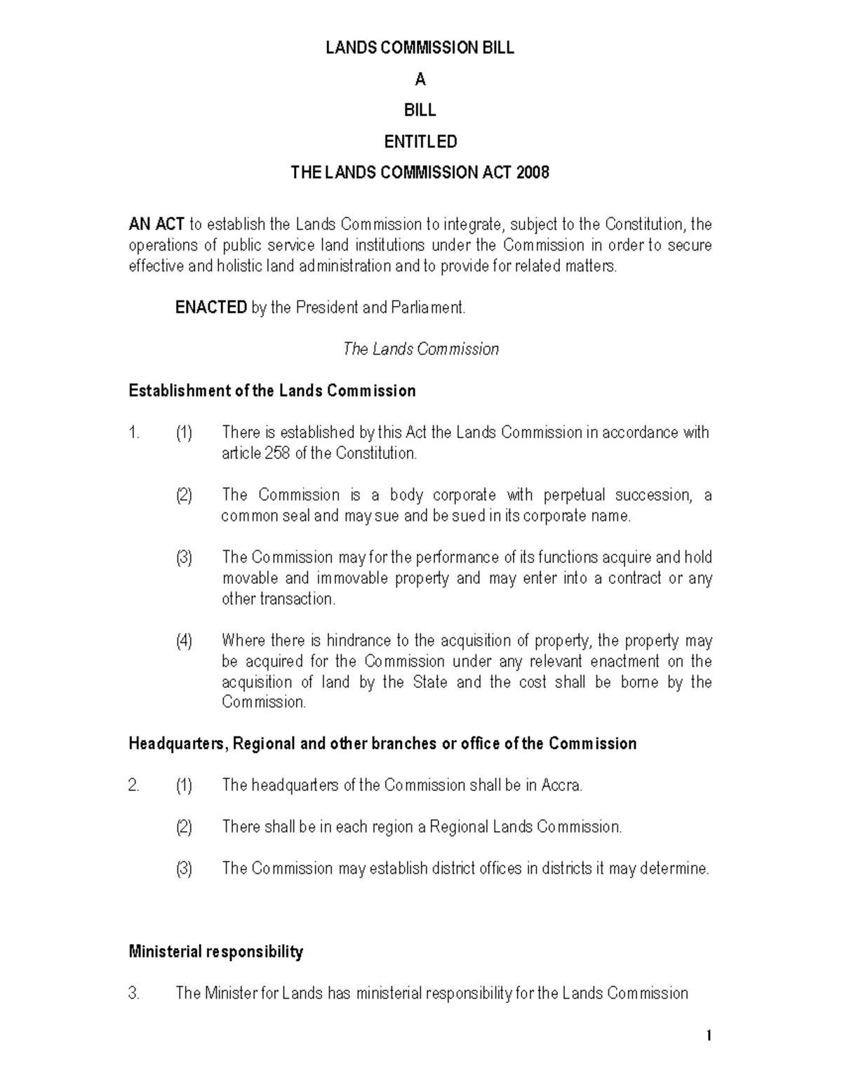 The Lands Commission Act: Comprehensive Overview (GHA 2008) - Studocu