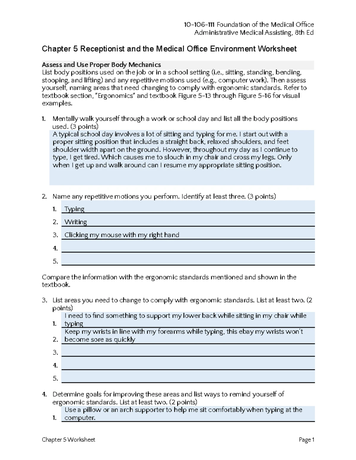 Chapter 15 Worksheet Christianson - Administrative Medical Assisting ...
