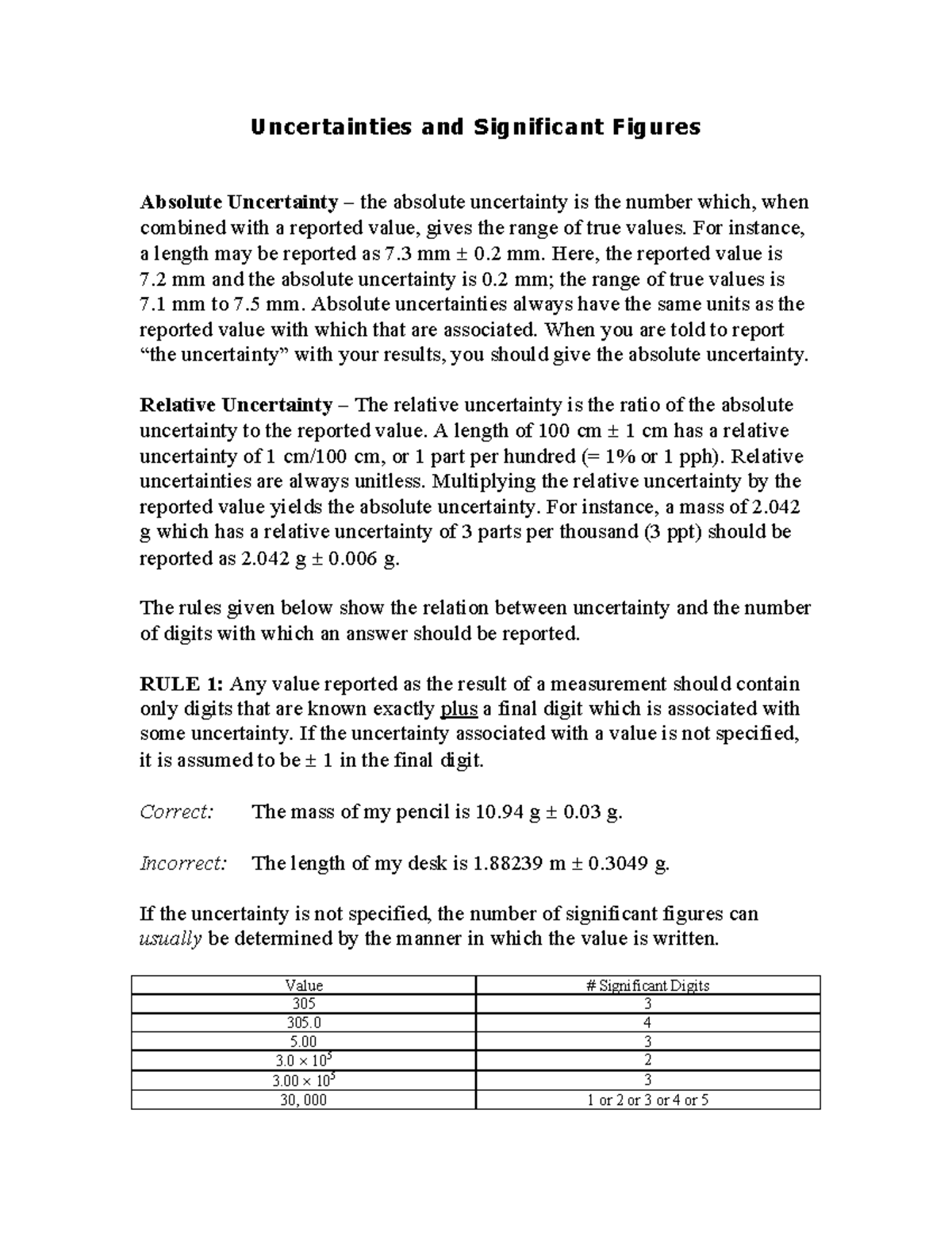 Physics 131: Uncertainties and Significant Figures Explained - Studocu