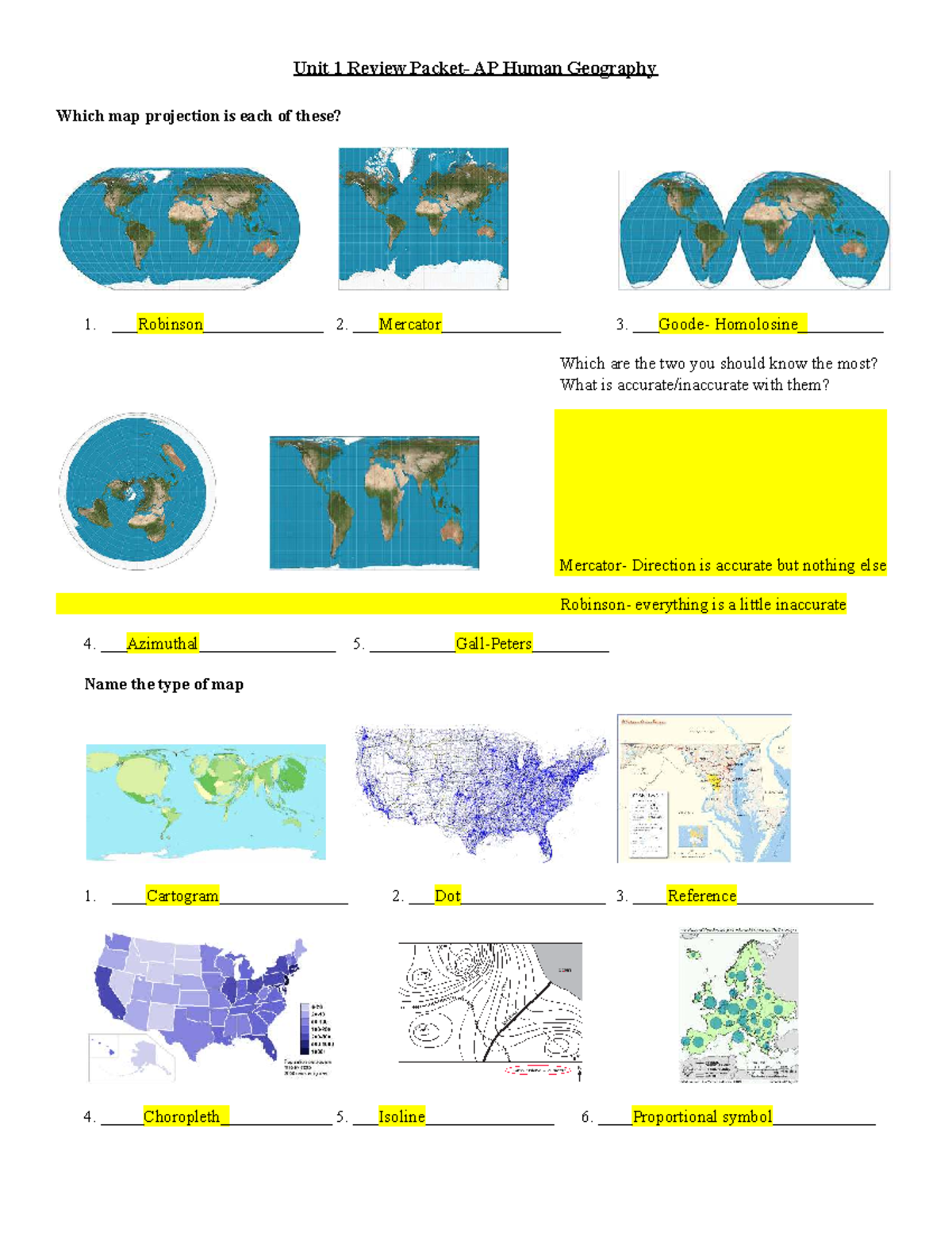 Unit 1 Review Packet Answers for AP Human Geography - Studocu