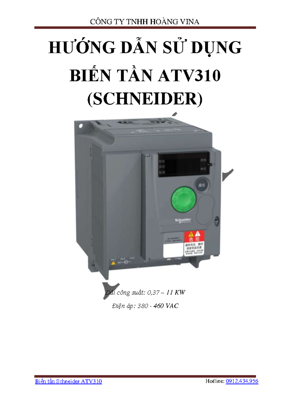 HƯỚNG DẪN SỬ DỤNG BIẾN TẦN ATV310 (SCHNEIDER) TIẾNG VIỆT - Studocu