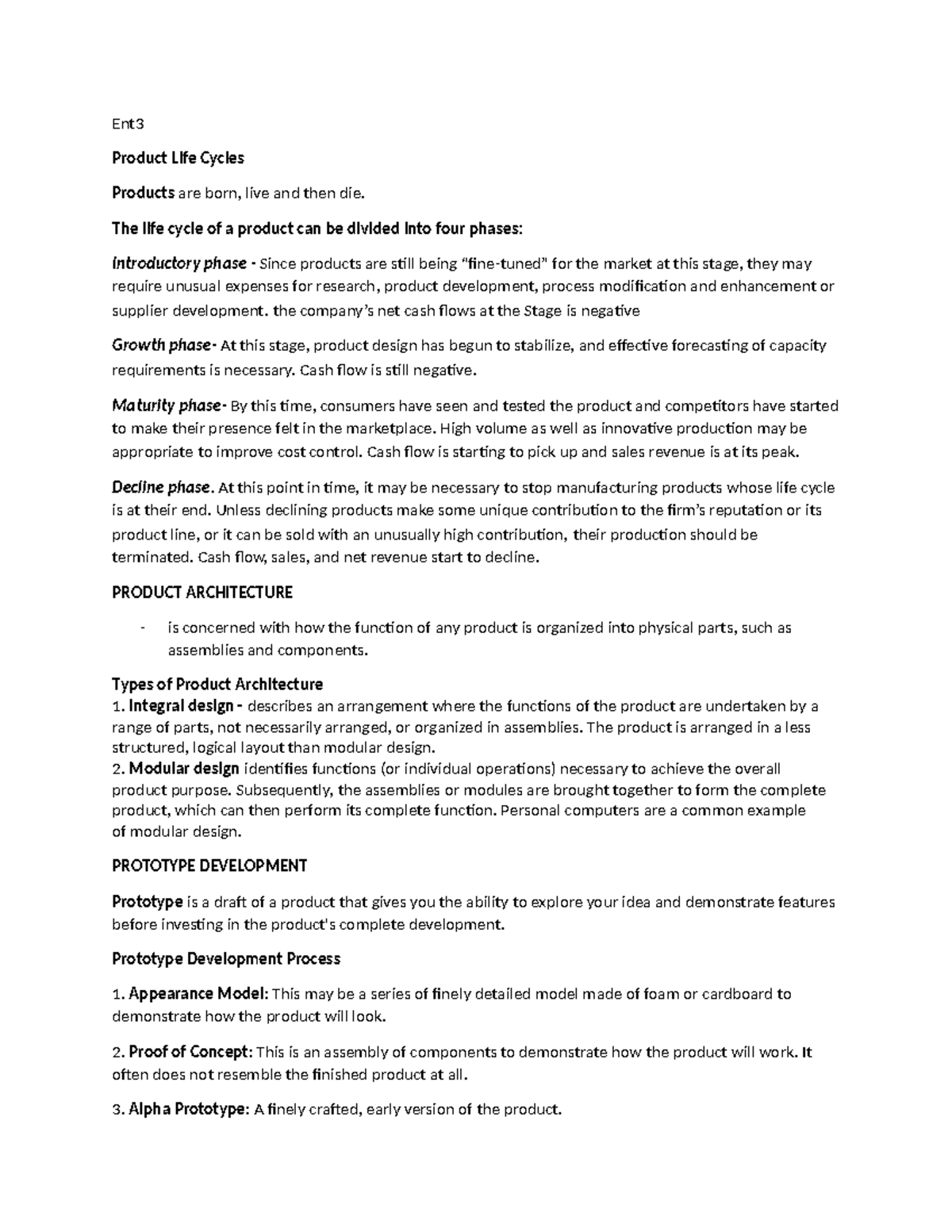 ENT- Reviewer - entrep - Ent Product Life Cycles Products are born ...