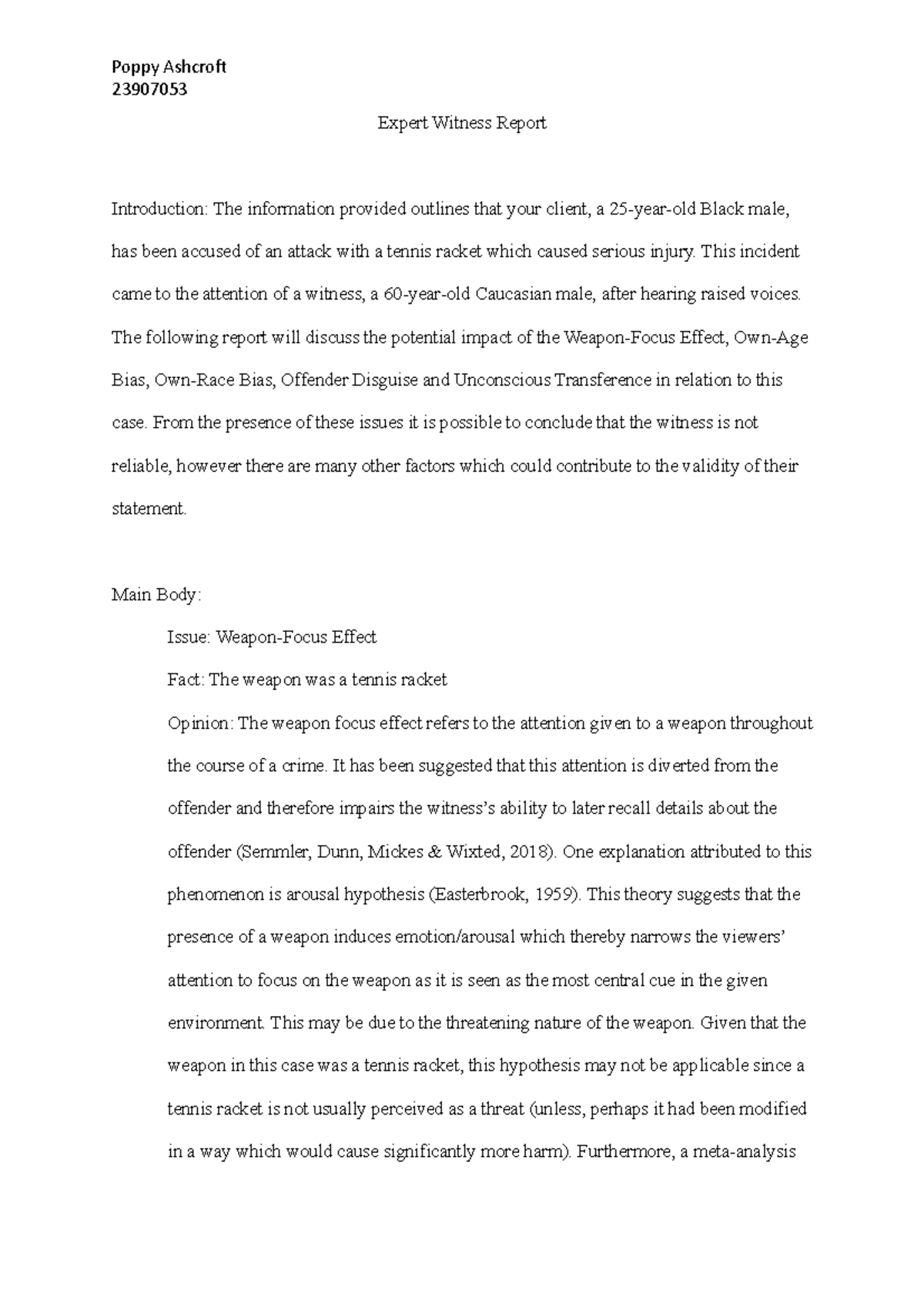 Expert Witness Report - Impact of Biases on Eyewitness Reliability ...