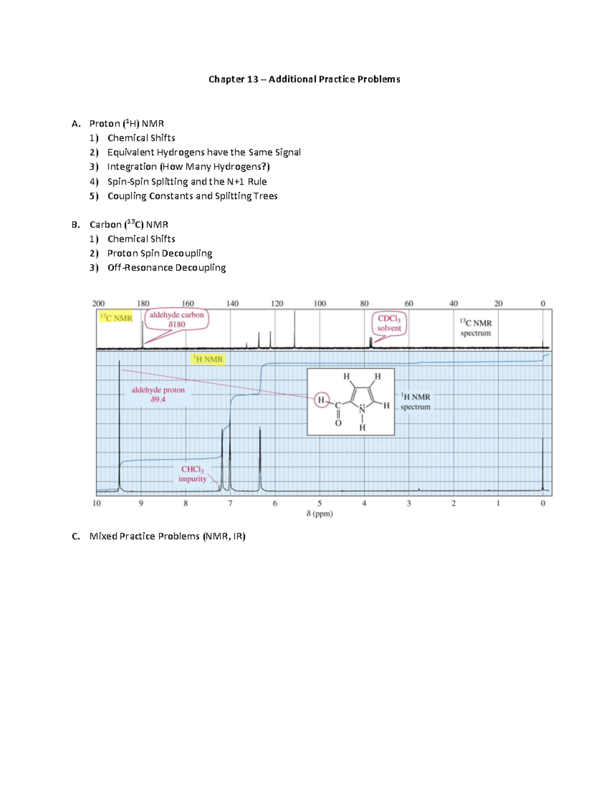 Chapter 13 NMR Practice Problems: Proton & Carbon (1H & 13C) - Studocu