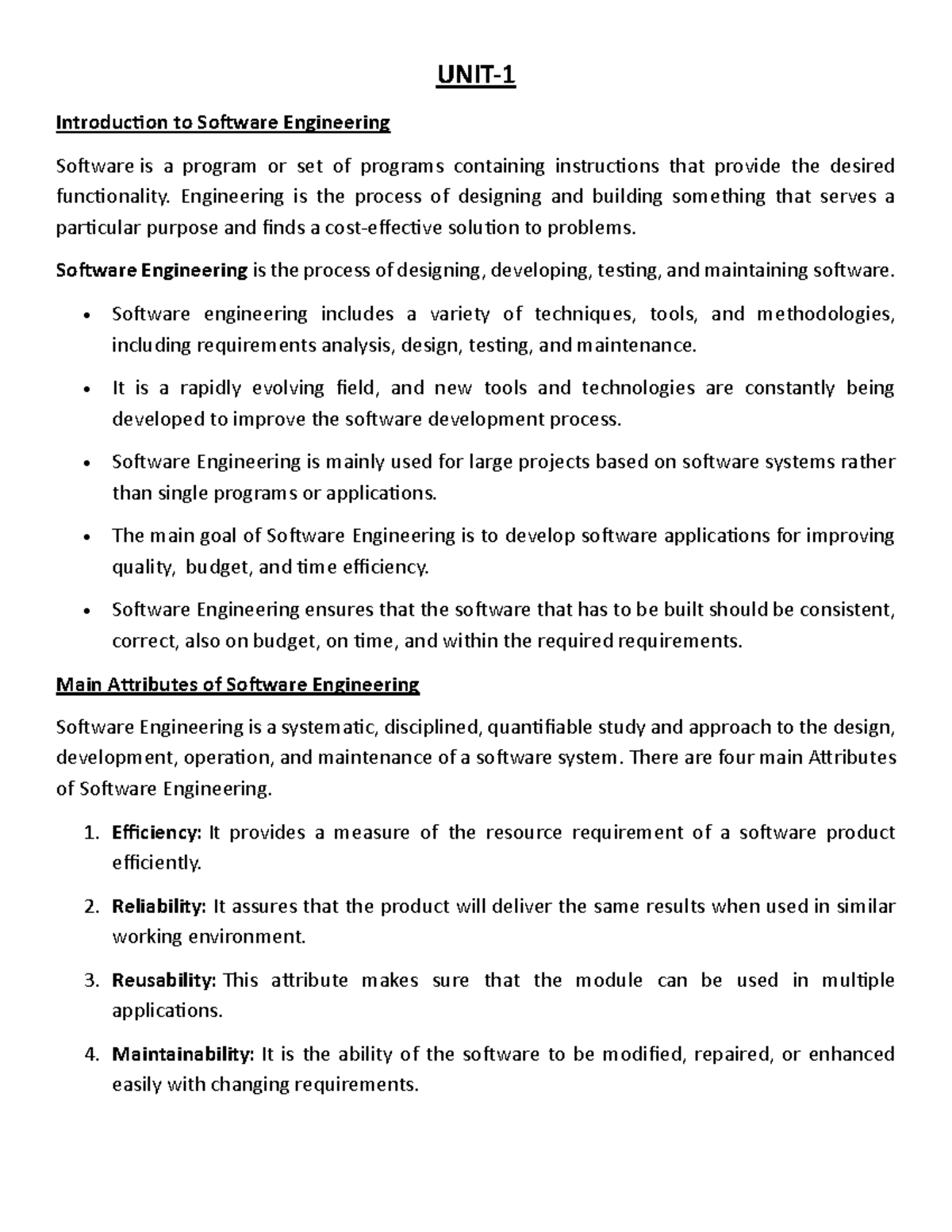 Software Engineering Overview: Key Concepts and Methodologies (Unit-1 ...