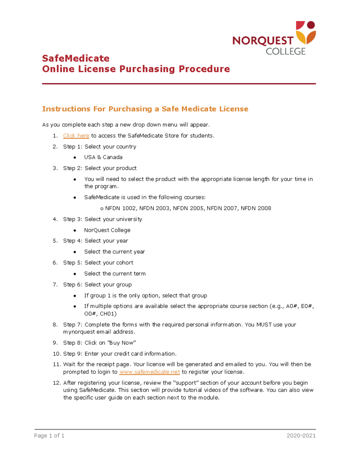 NFDN License Purchase Instructions for SafeMedicate Access - Studocu