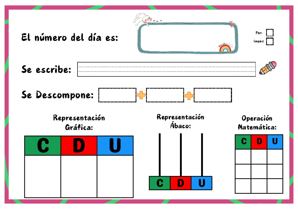 NÚMERO DEL DIA - NÚMERO DEL DIA - Matemática básica - D U El número del ...